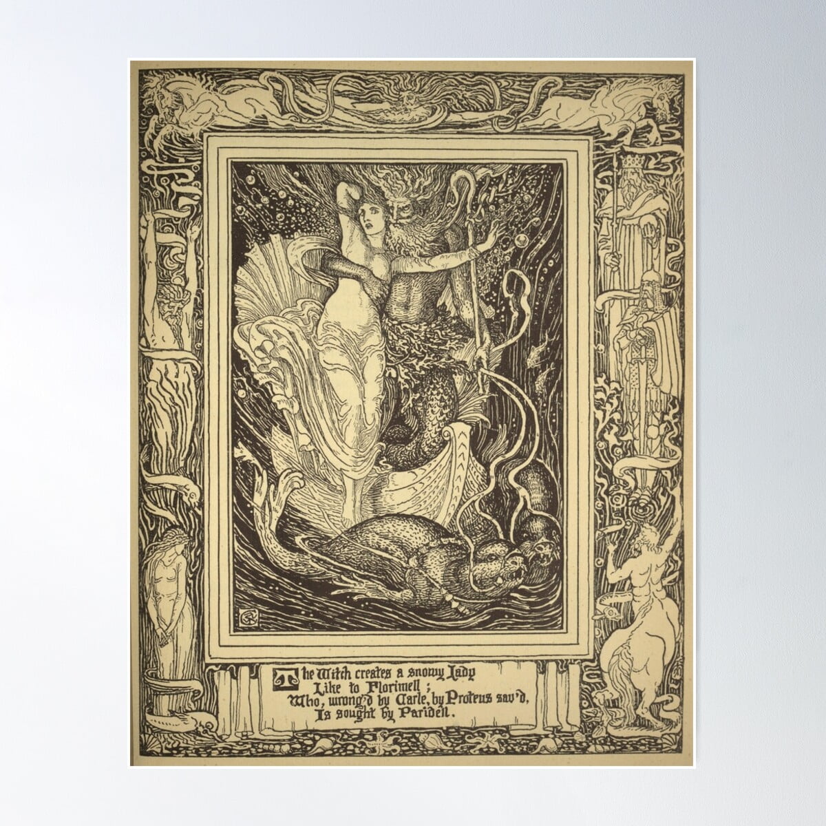Walter Crane Illustration Florimell Saved By Proteus Poster Wall Art ...