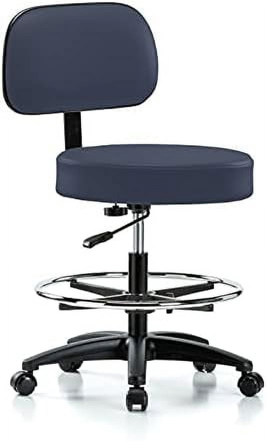 Walter Rolling Height Adjustable Exam Stool with Back for Carpet or ...