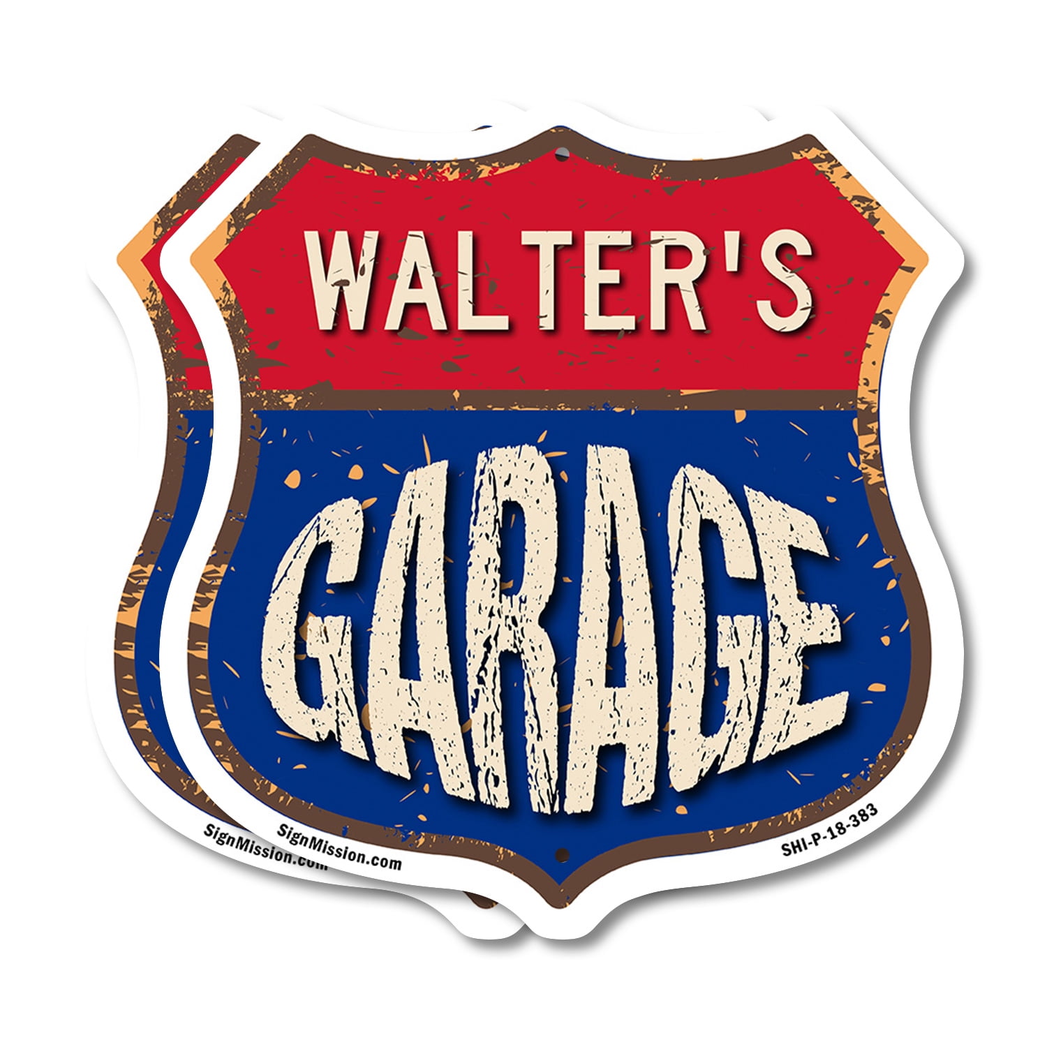 Walter's Garage (2 Pack) 18 inch X 18 inch Shield Shaped Commercial ...