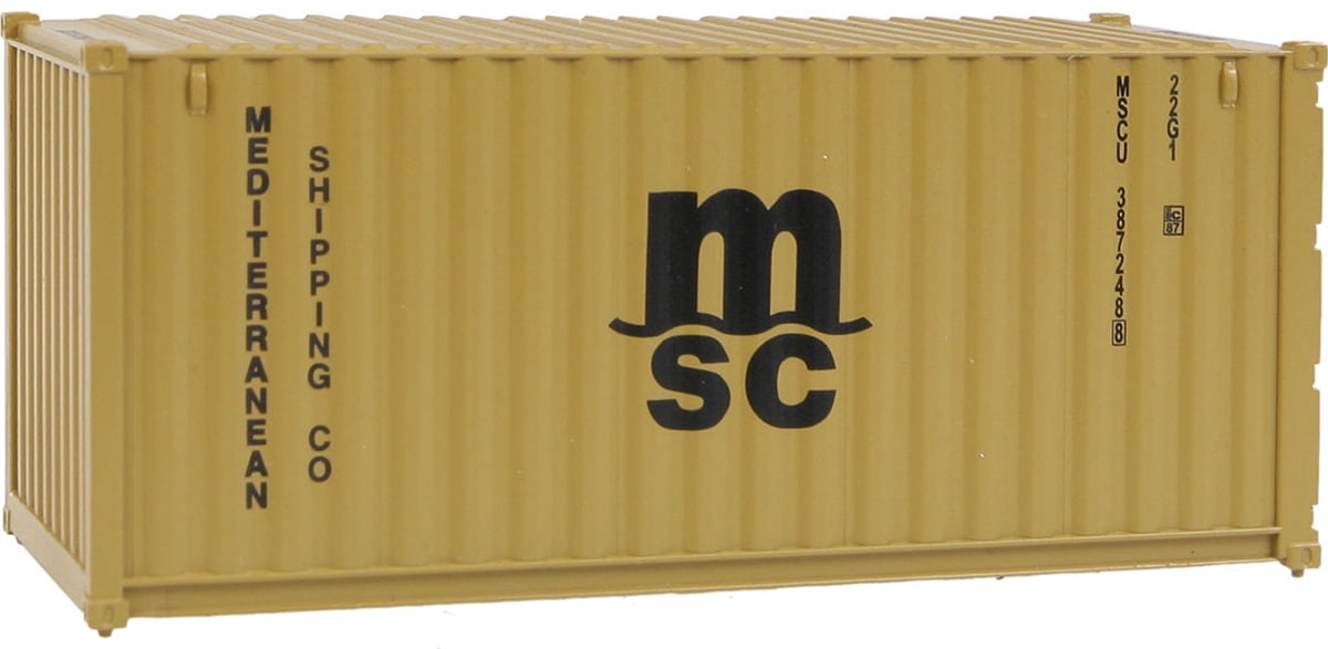 Walthers HO Scale 20' Corrugated Shipping Intermodal Container MSC ...
