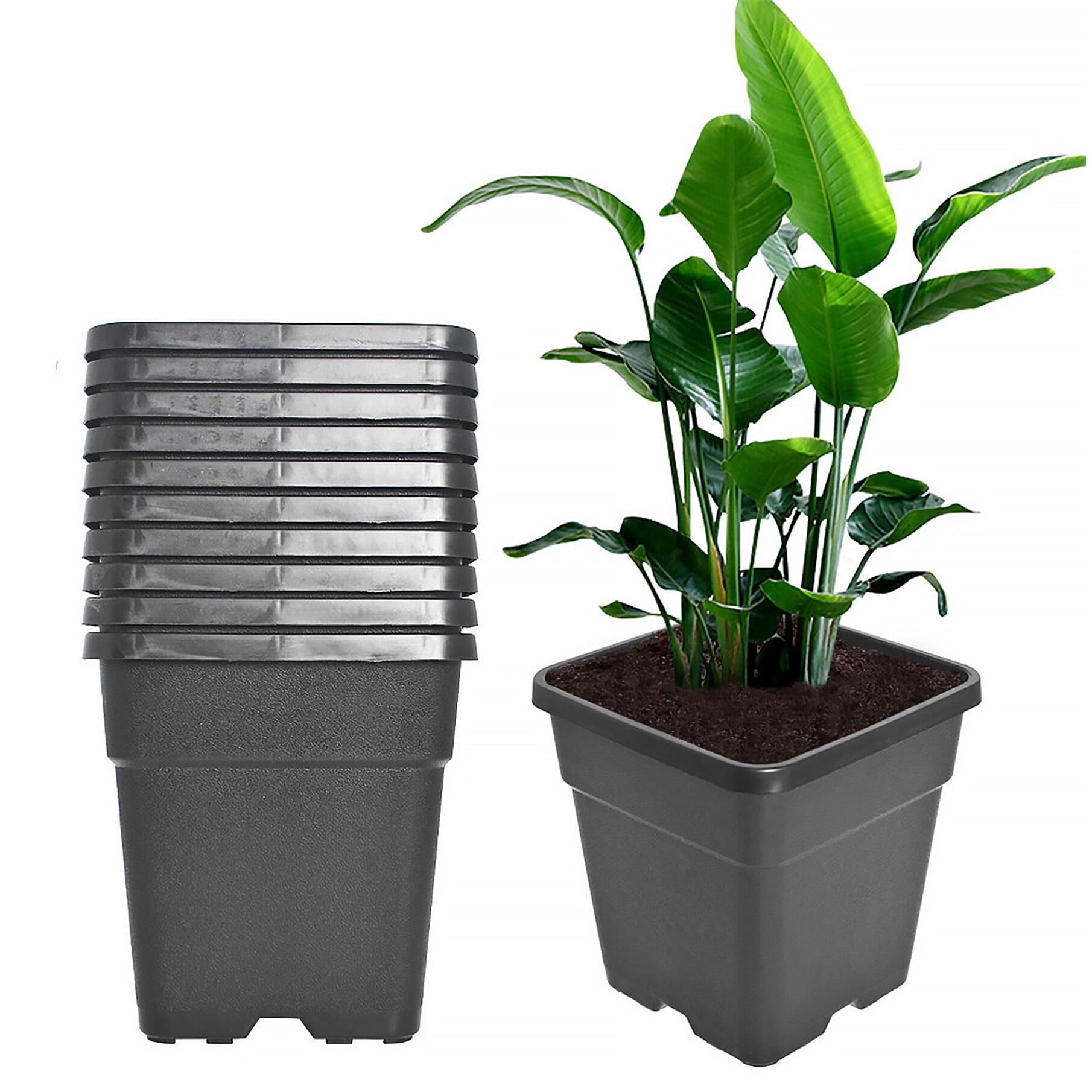 Waltyotur 1/2/3/5/8/10Gallon Plastic Grow Pots Plant Bonsai Square ...