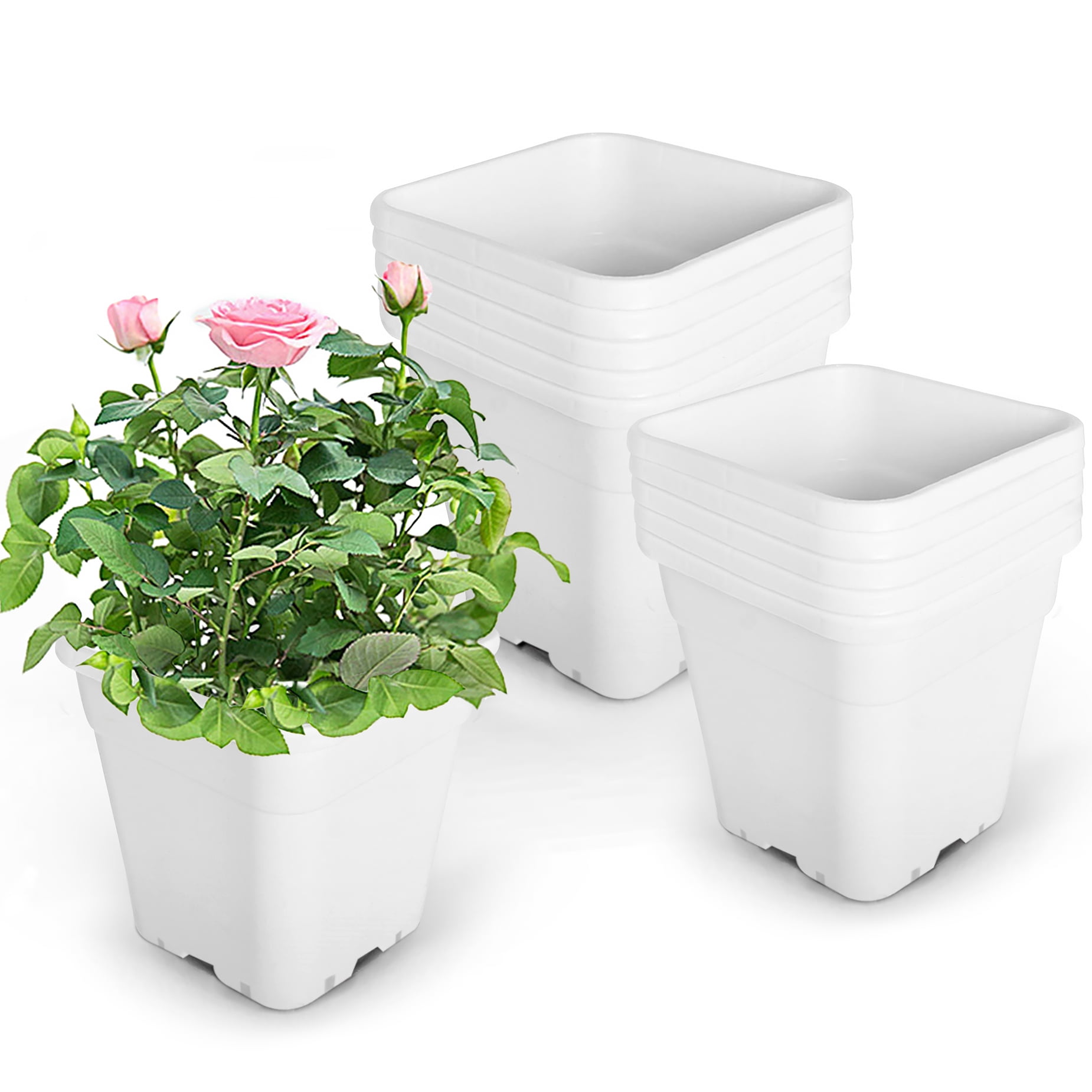 Waltyotur 1/2/3/5/8/10Gallon Plastic Grow Pots Plant Bonsai Square ...