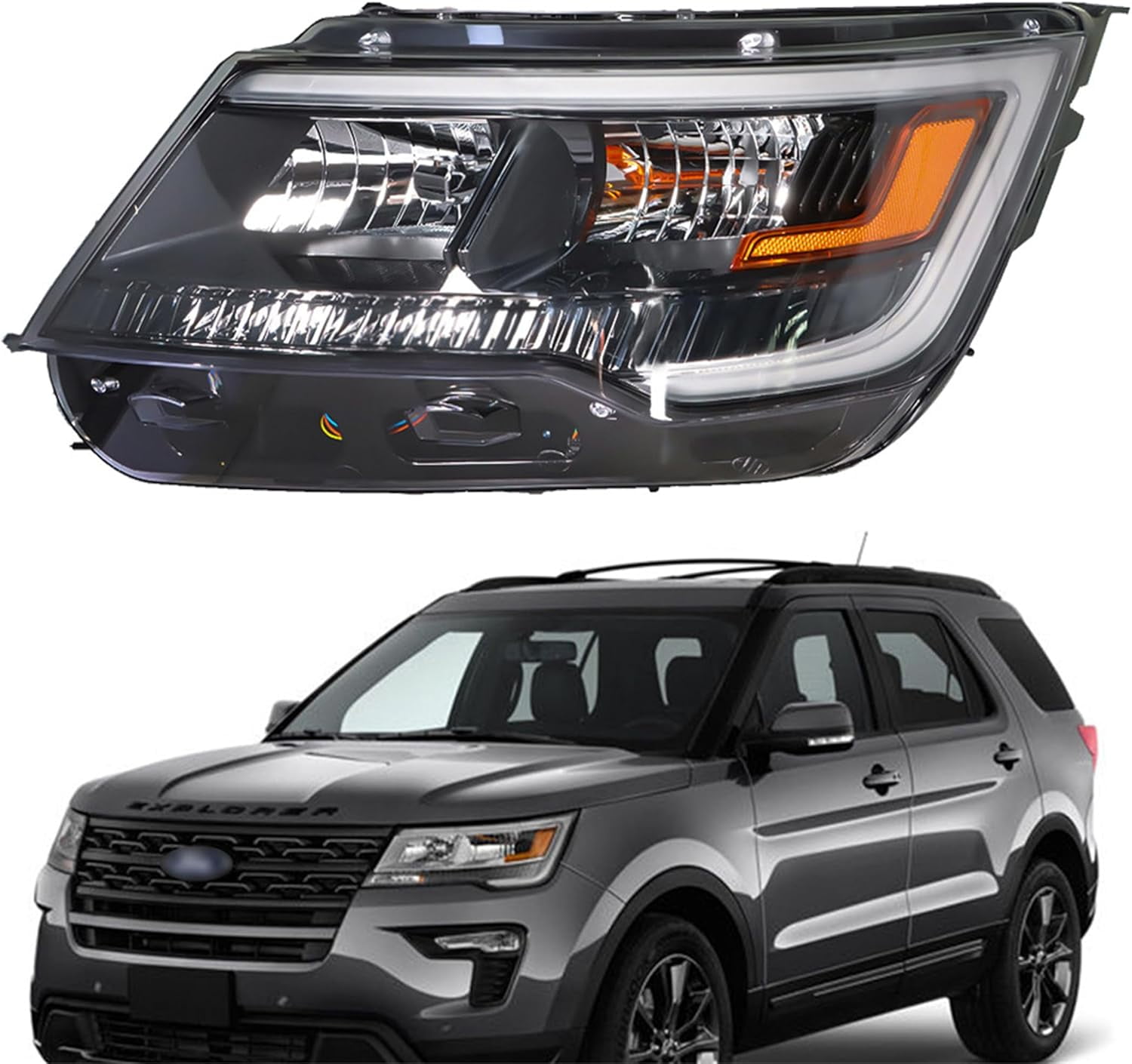 Waltyotur Headlight Assembly w/DRL Black Decorative Frame Replacement ...
