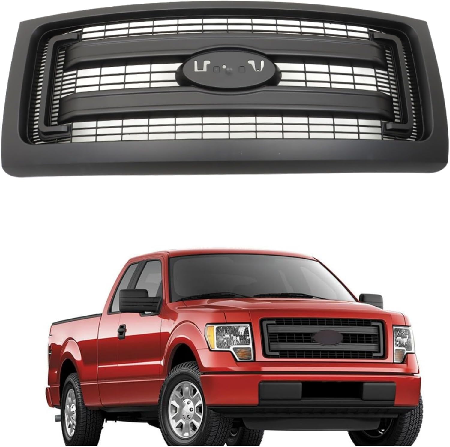 Waltyotur Matte Black Grille Front Bumper Hood Grille Replacement for F ...