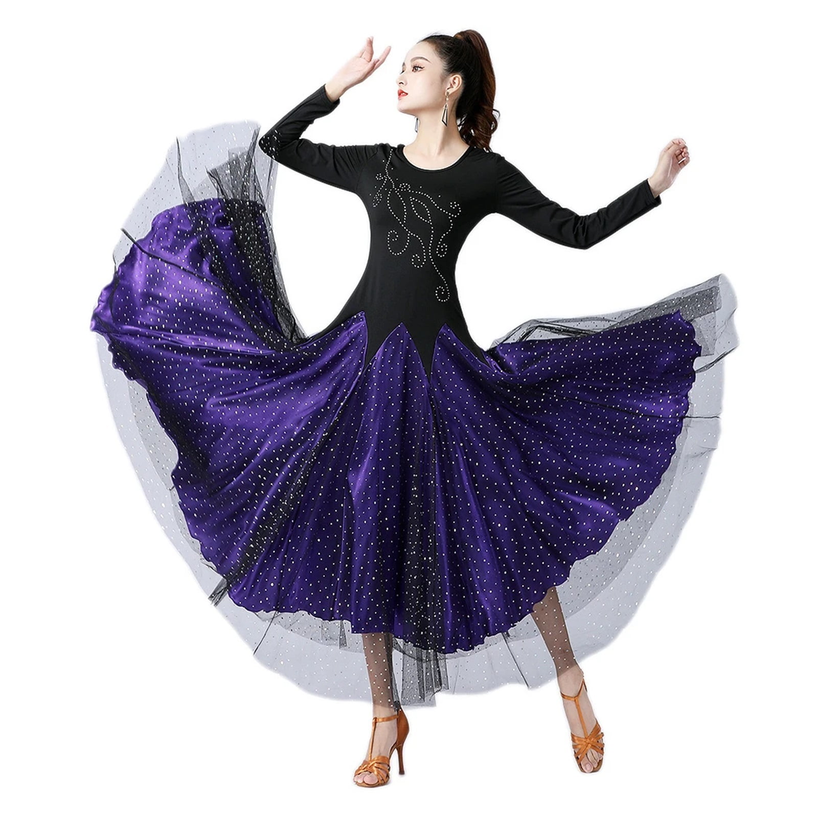 Waltz Dress Long Sleeve Ballroom Standard Competition Dance Dress Waltz ...