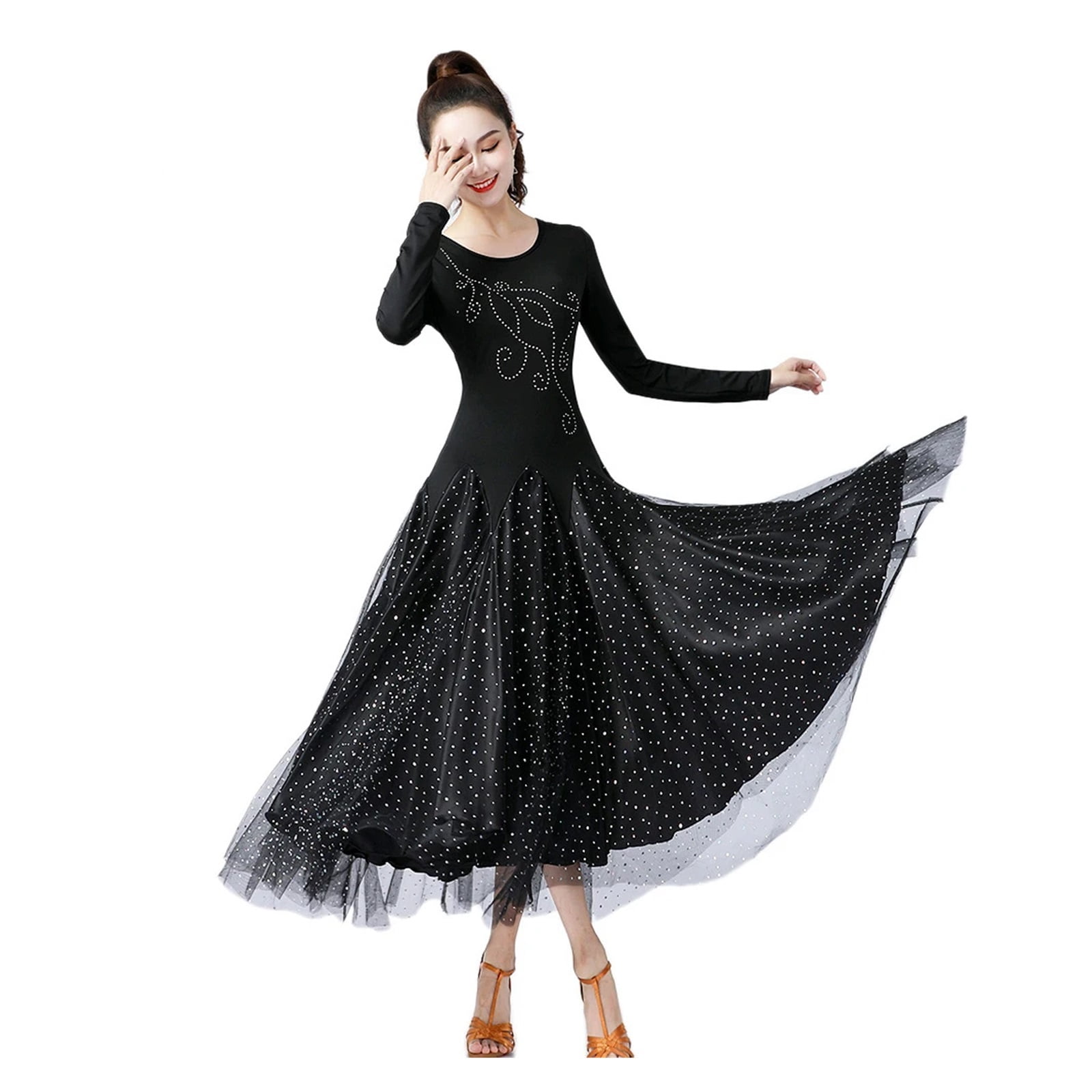 Waltz Dress Long Sleeve Ballroom Standard Competition Dance Dress Waltz ...