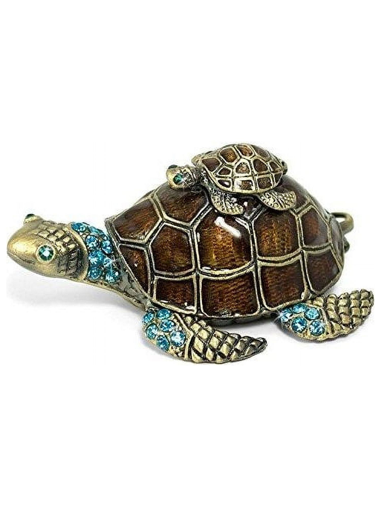 Waltz&F Turtle Trinket Jewelry Box with Sparkling Light Green Crystals ...