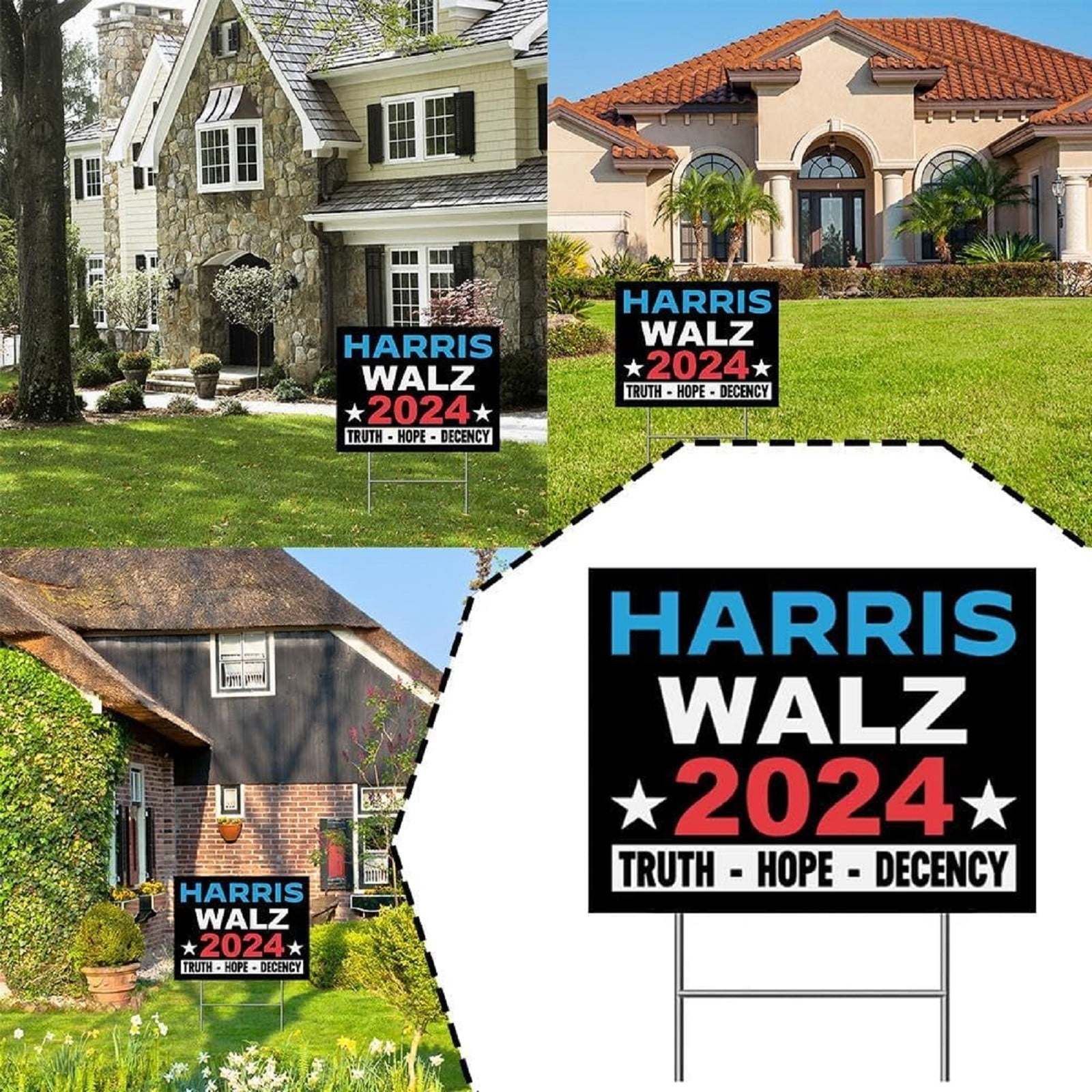 Walz 2024 Yard Sign Kamala Walz For President Sign With H Stake Truth ...