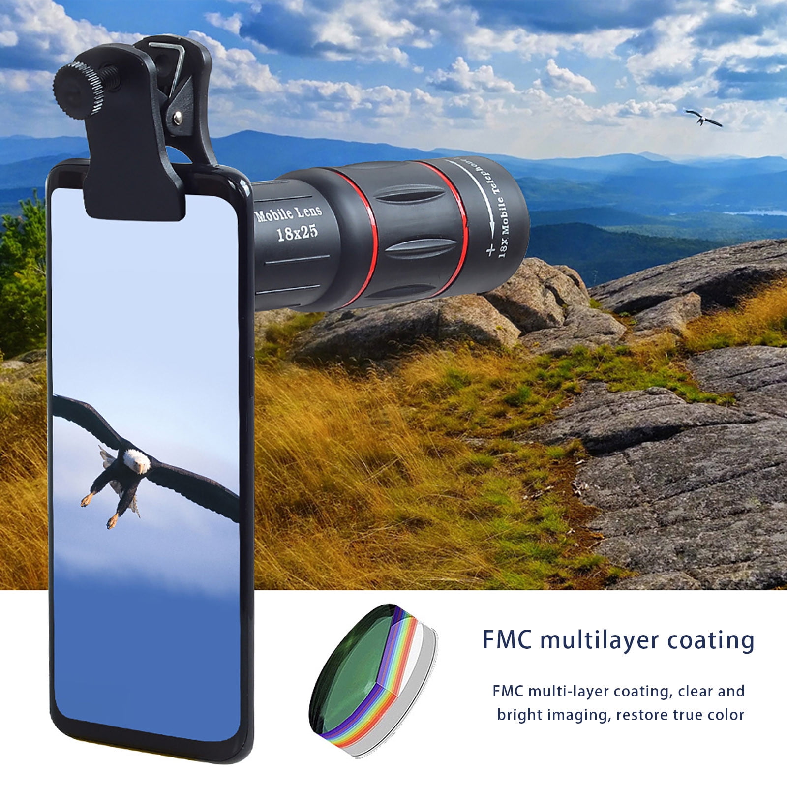 Wamans 18X High Power Telescope, High-definition Mobile Phone Camera ...