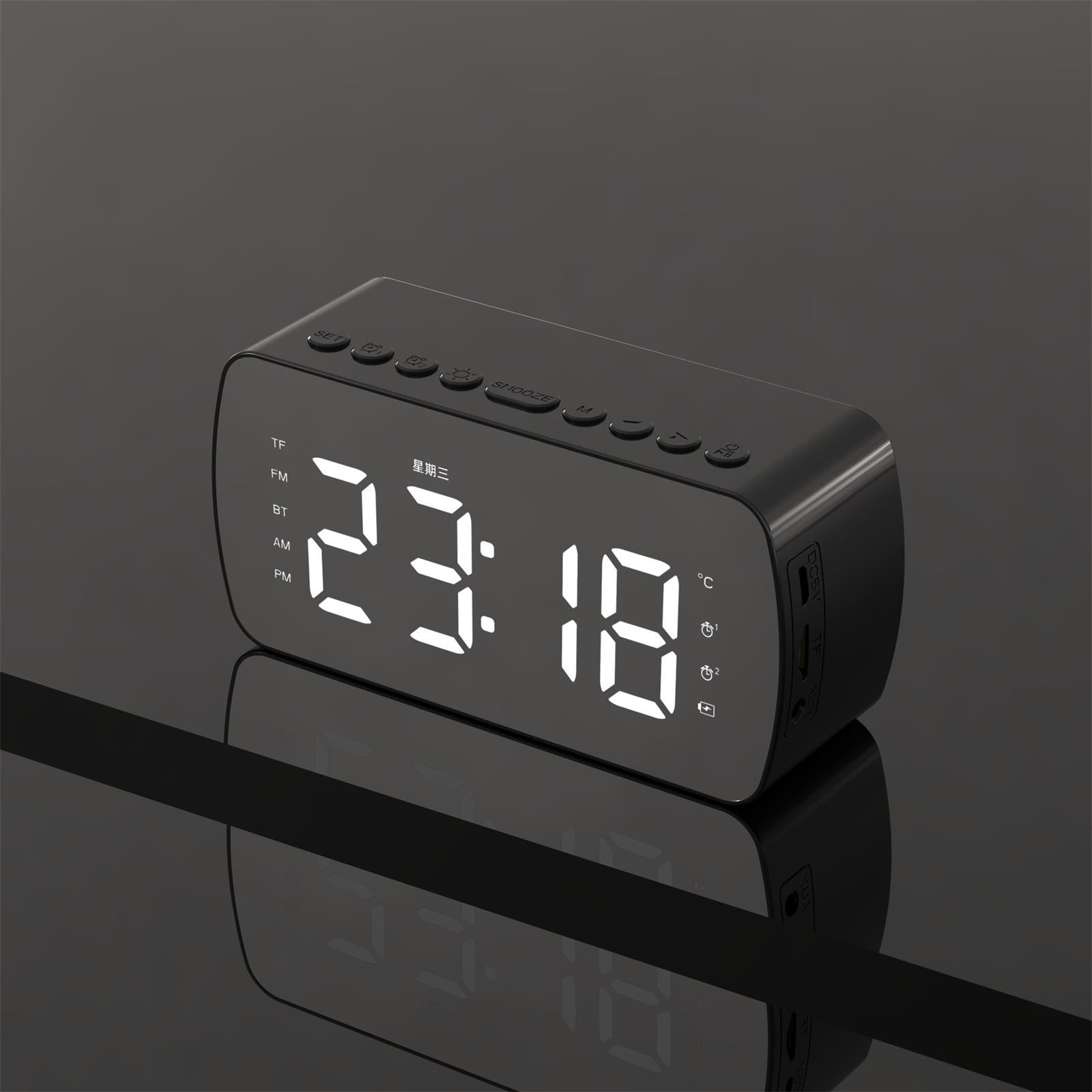 Wamans Bluetooth Speakers Led Mirror Digital Alarm Clock Big Time ...
