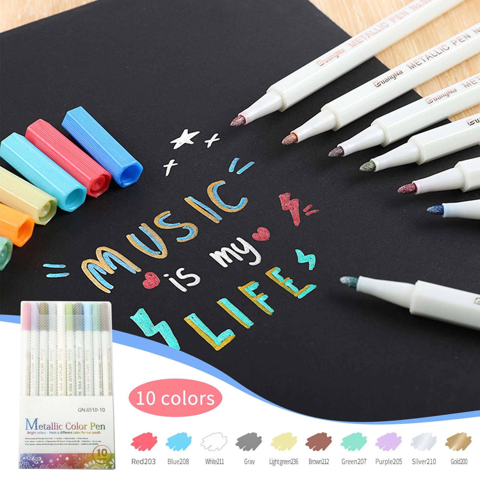 Wamans Colored Pens 1.Ml Color Hard Tip Sign Pen Black Card Painting ...