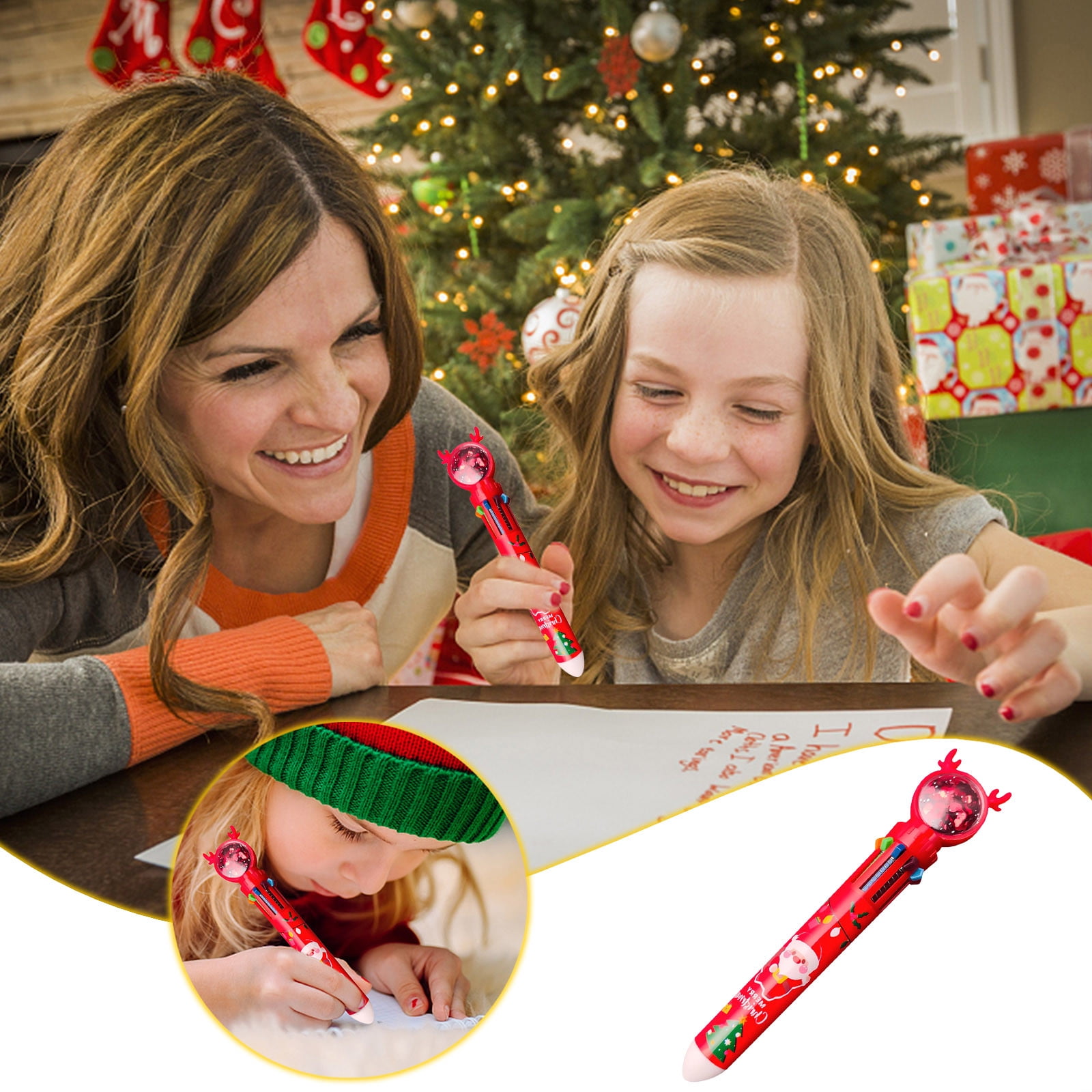 Wamans Colored Pens 10 Color Christmas Ballpoint Pen Push Type Color ...