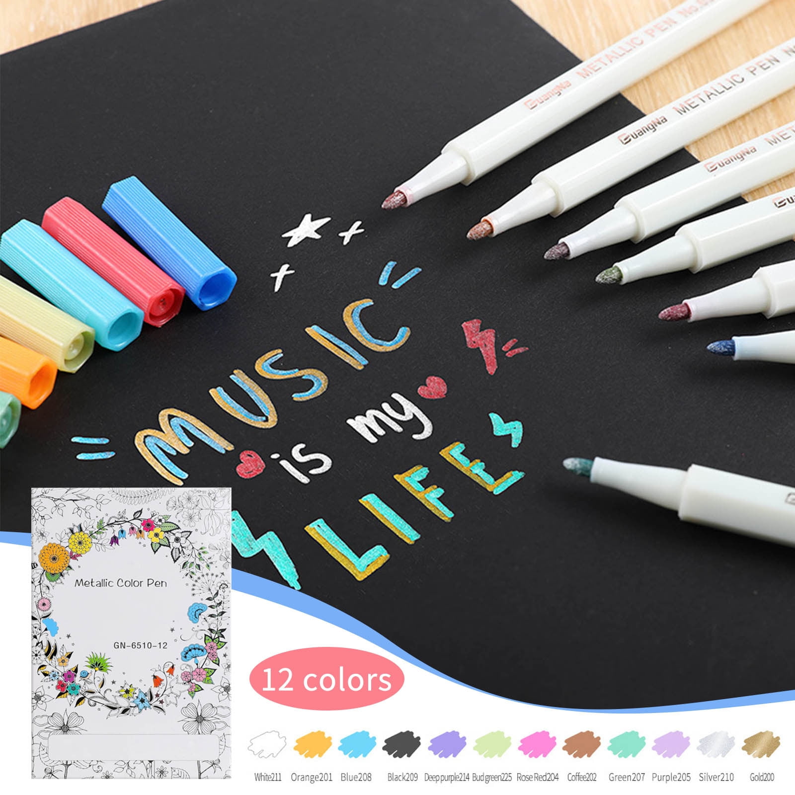 Wamans Colored Pens 1Ml Color Hard Tip Sign Pen Black Card Painting Pen ...