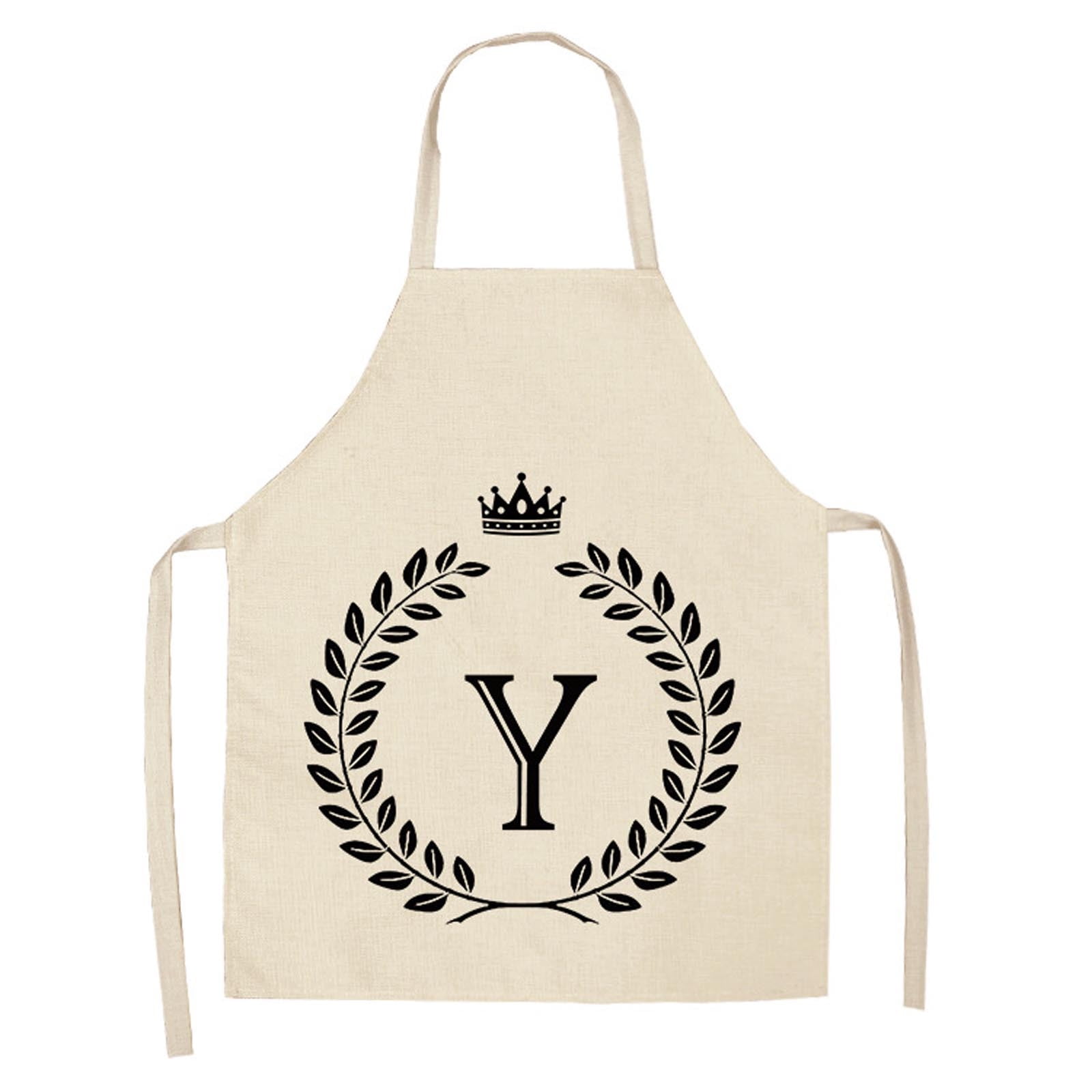 Wamans Cooking Apron Adjustable Bib Apron Linen Kitchen Apron-Letter ...