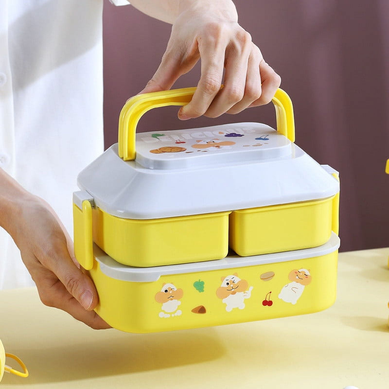Wamans Heated Lunch Box Double-Layer Compartmented Lunch Box Student ...
