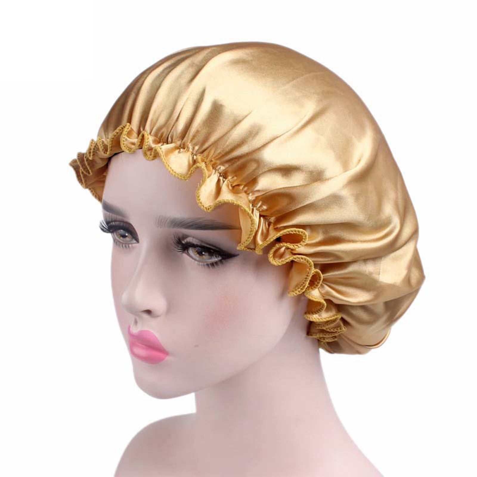 Wamans Microfiber Hair Towel Silk Night Cap,Reusable Satin Cap for ...