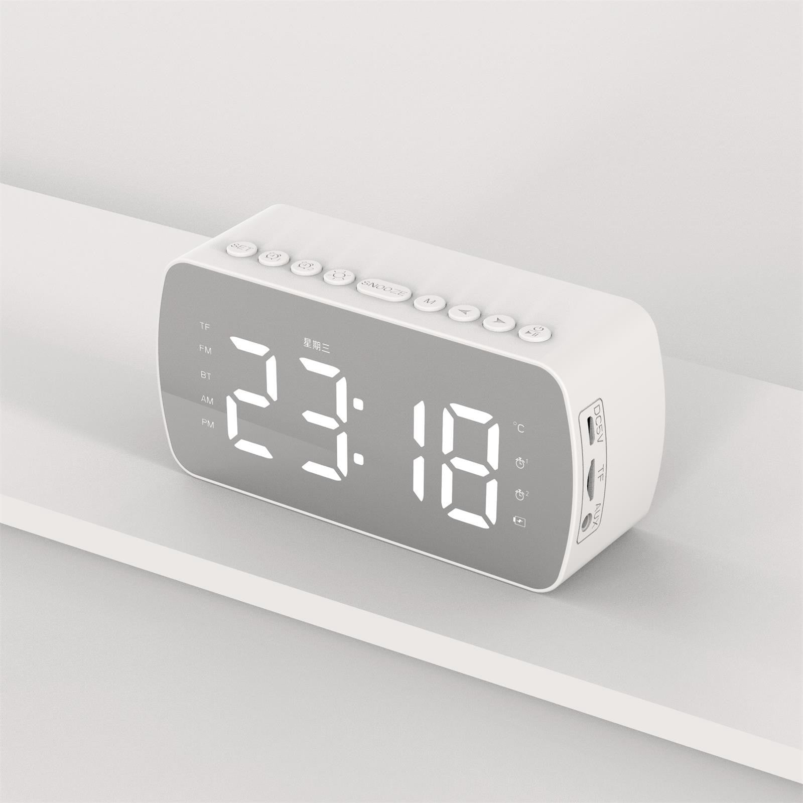 Wamans Portable Speaker Bluetooth Led Mirror Digital Alarm Clock Big ...