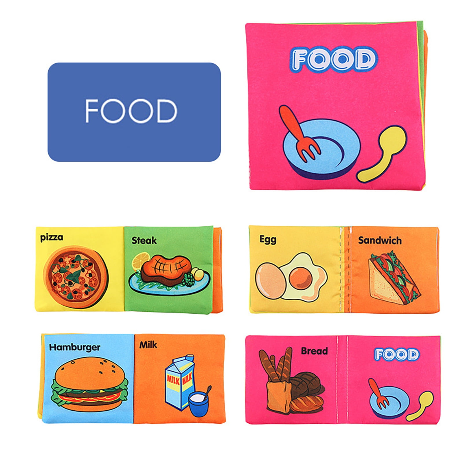 Wamans Soft Book Fabric Baby Cloth Books Early Education Toys 8 Page ...