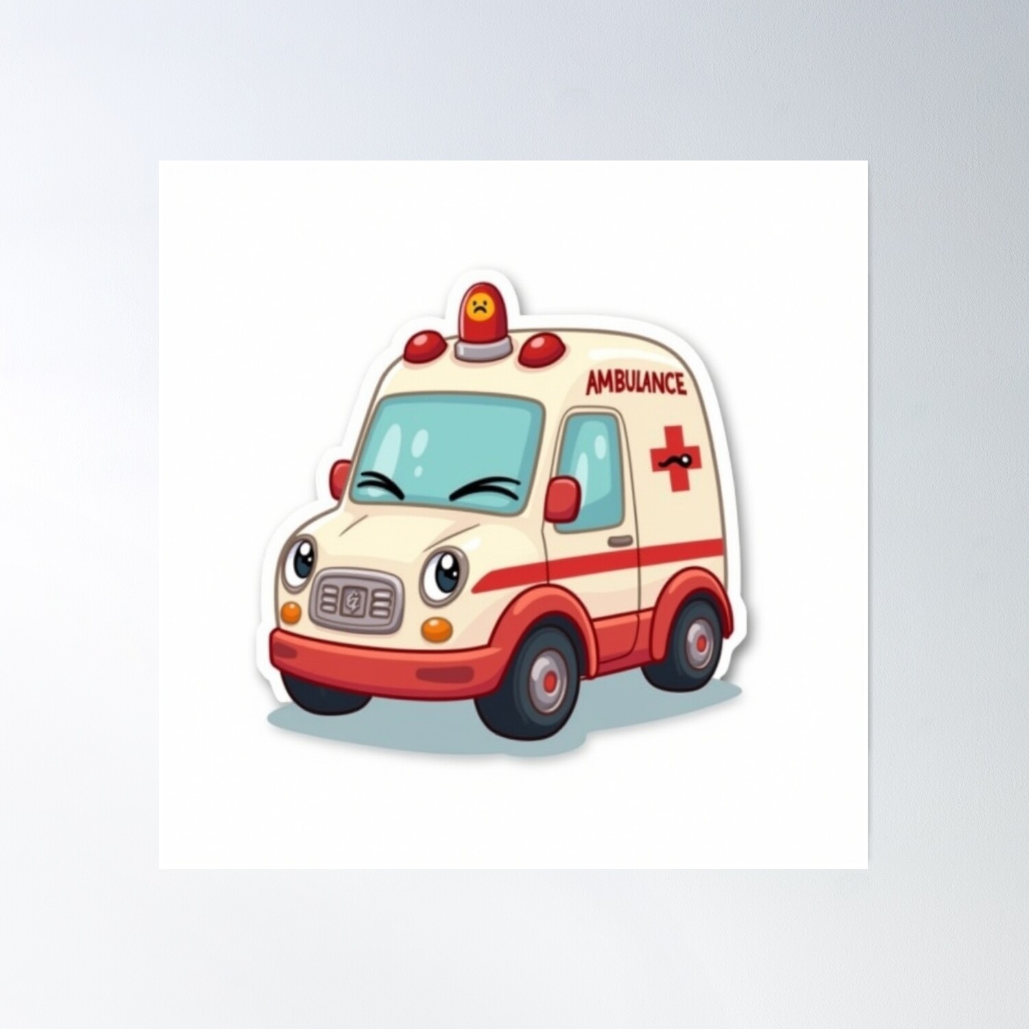Wambulance – Funny Cartoon Ambulance Poster Wall Art, Modern Wall Decor ...