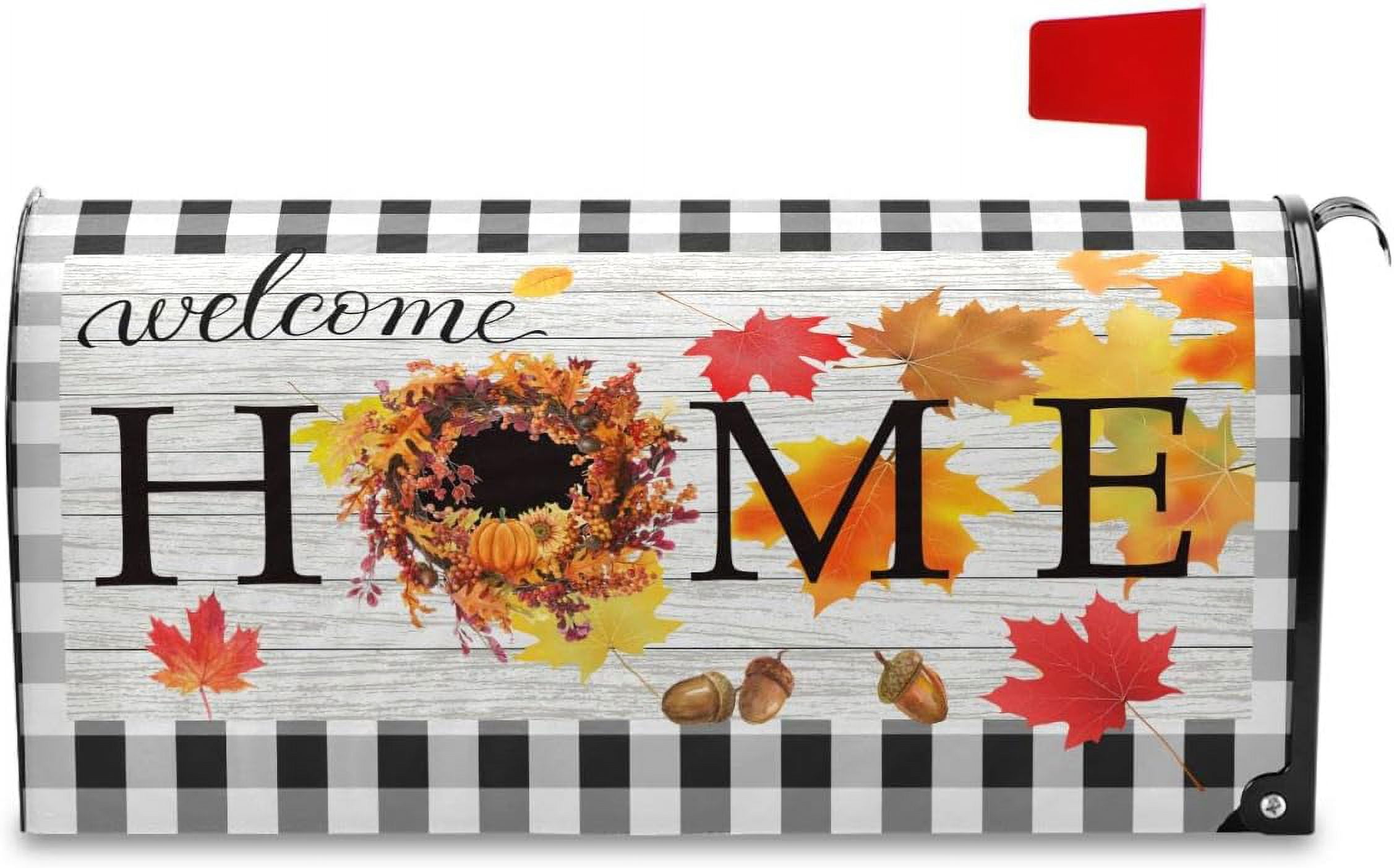 Wamika Welcome Fall Maple Leaves Mailbox Cover Standard Size Autumn ...