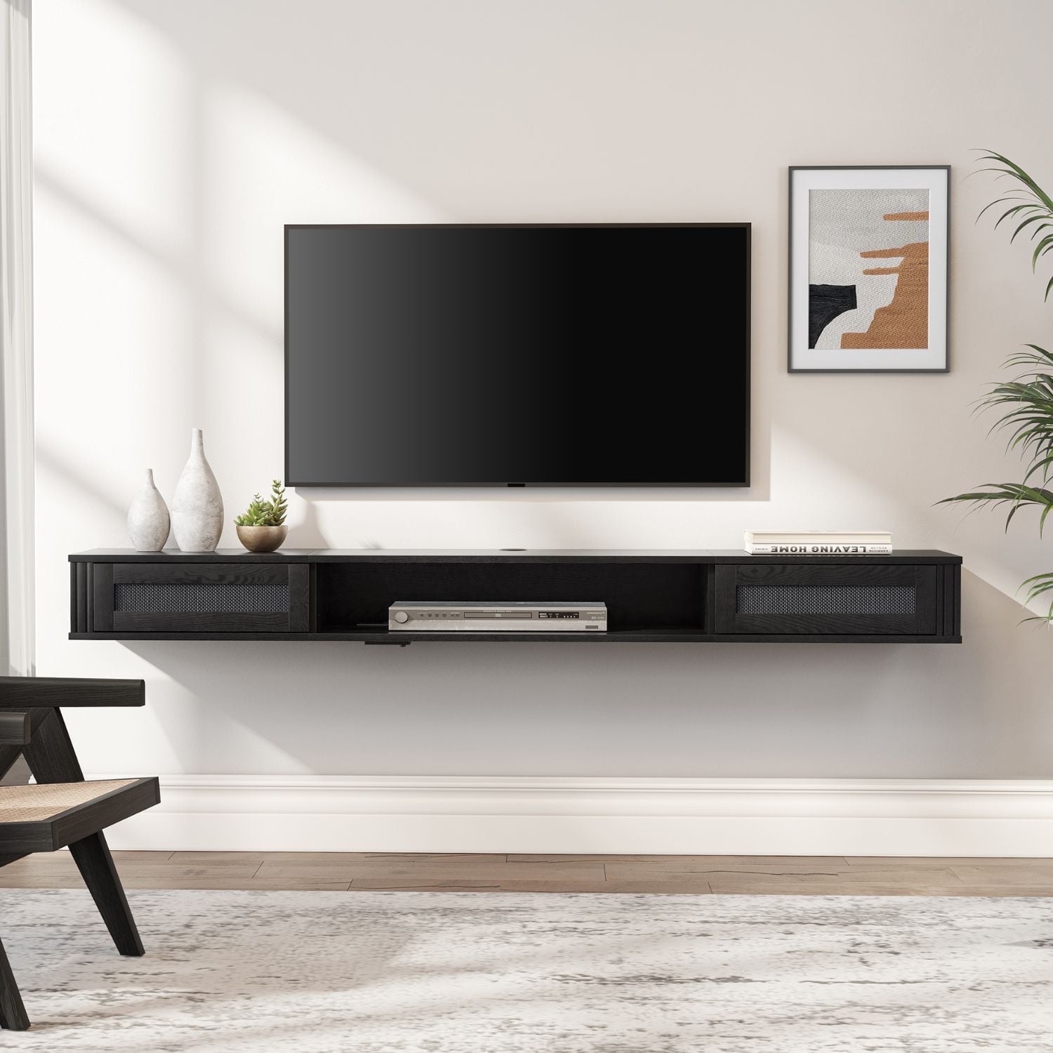 Wampat Floating TV Stand for 80-Inch TVs, Wall-Mounted Media Console ...
