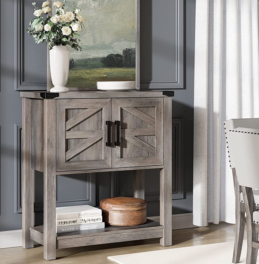 Wampat Modern Farmhouse Buffet Cabinet, Wood Sideboard with Cabinet ...
