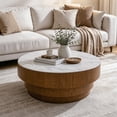 WanKaMom Modern Round Coffee Table, Mid Century Modern Sintered Stone ...