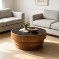WanKaMom Modern Round Coffee Table, Mid Century Modern Sintered Stone ...