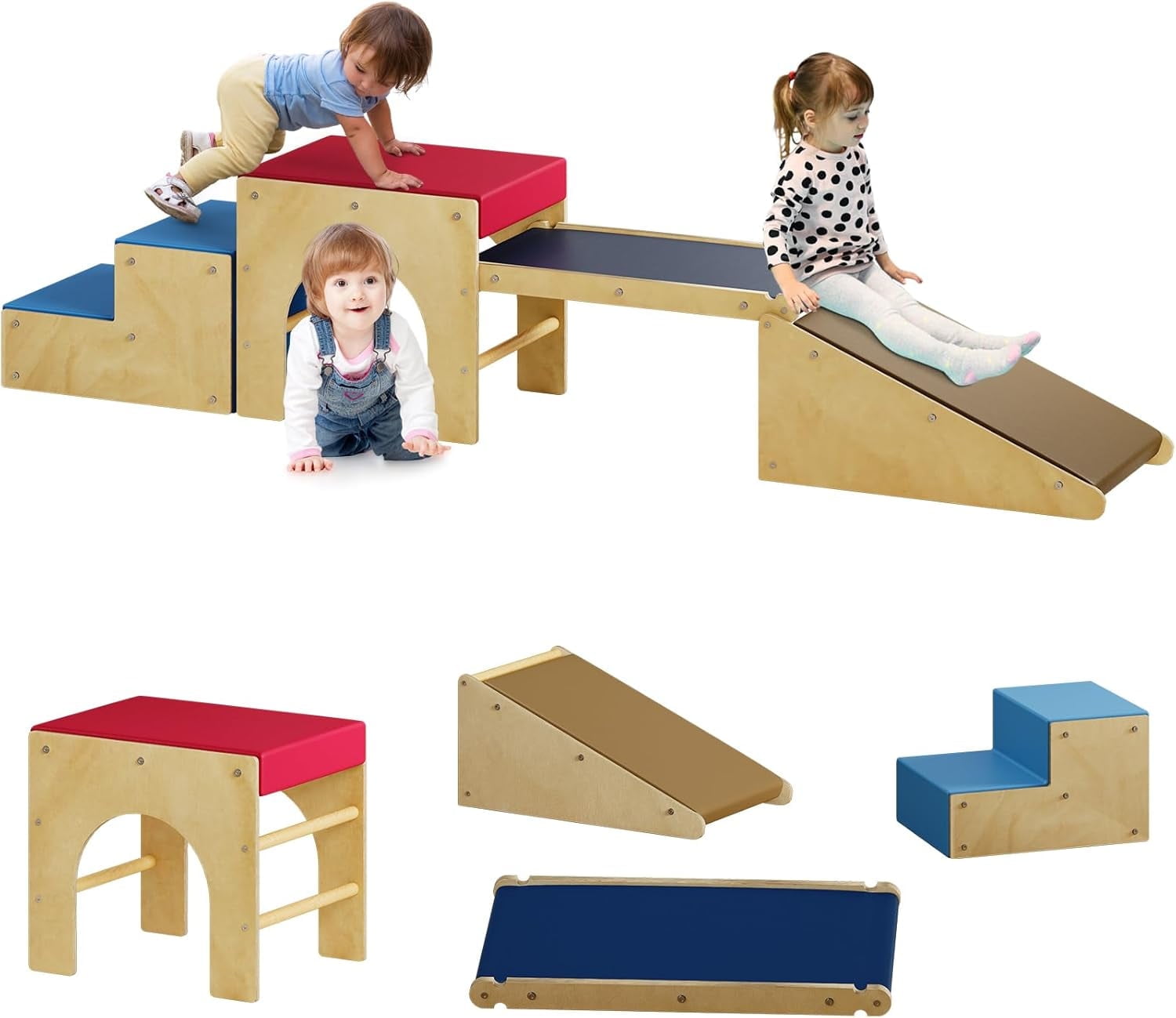 Wanan 4-in-1 Pikler Triangle Set, Soft Play Climbing for Toddlers ...