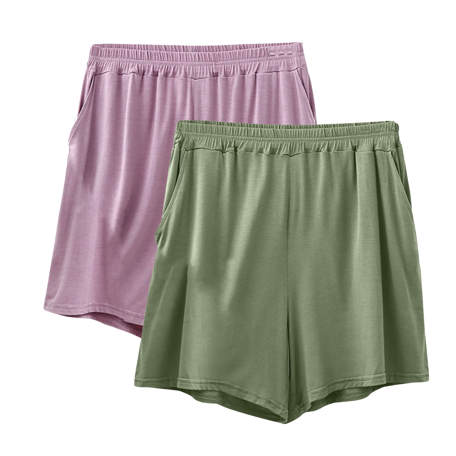 Wancir 2PC Womens Cotton Pajama Shorts, Soft Sleep Shorts for Women ...