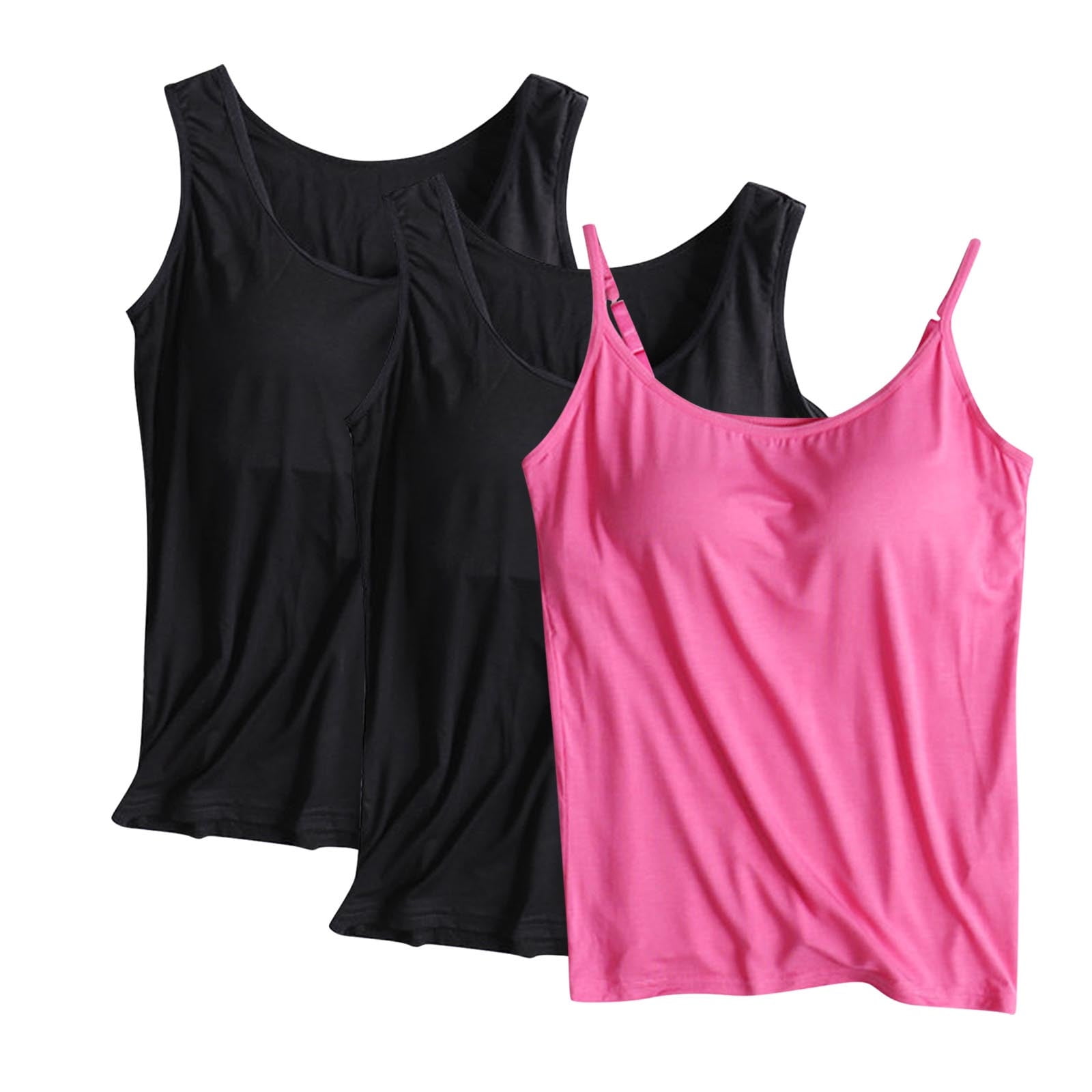 Wancir 3 Pack Tank Tops for Women 2025 Cami with Built in Bras Plus ...
