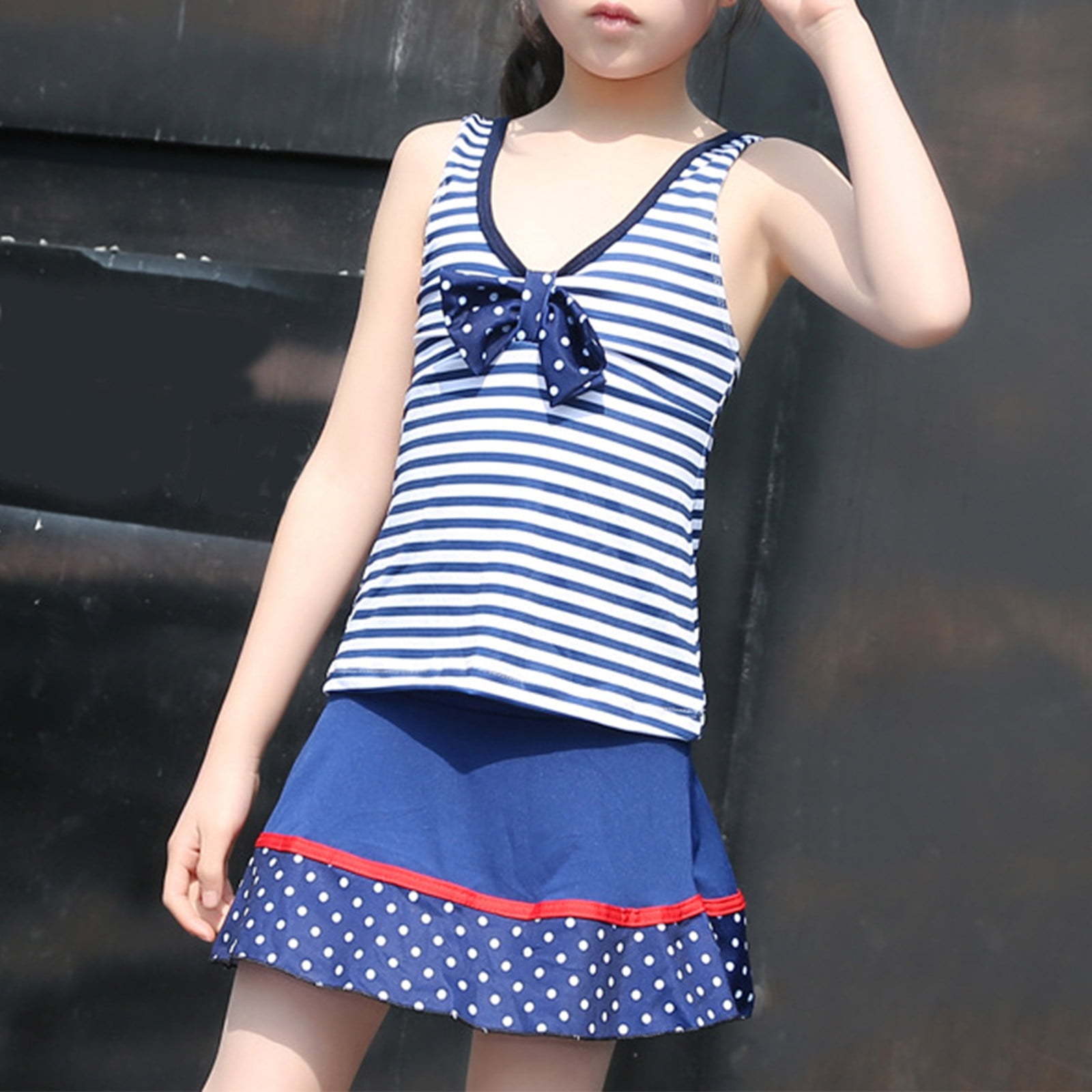 Wancir 6Y-13Y Children's Swimwear Striped Girls' Big Children's Medium ...