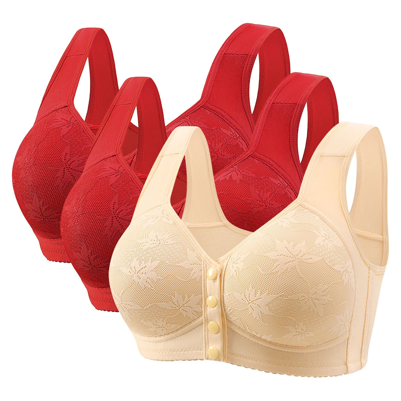 Wancir Adjustable Underwire Bra - Back Double-Hook & Lace Trim for Full ...