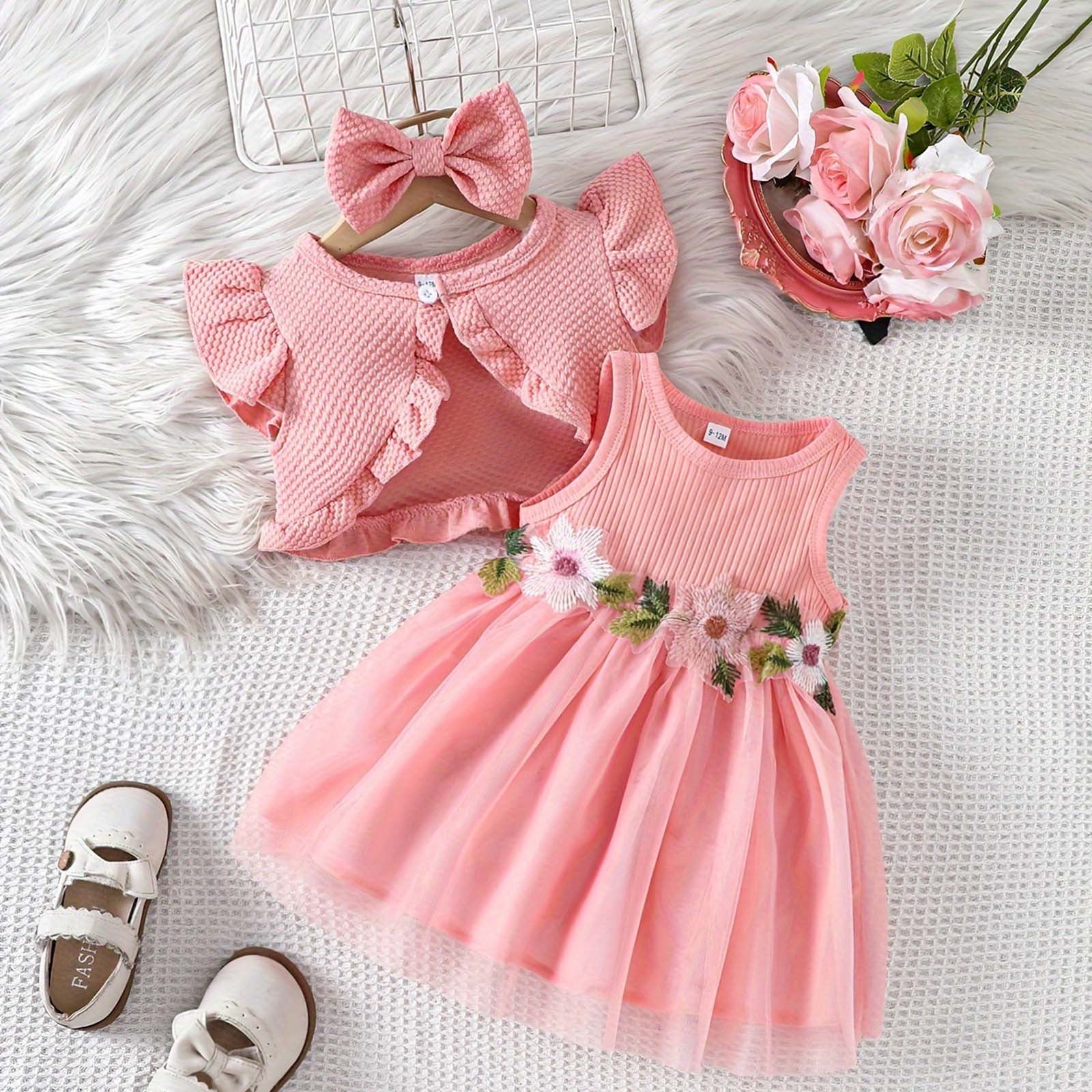 Wancir Baby Girls Ruffled Fly Sleeve Jacket And Dress Set - Walmart.com