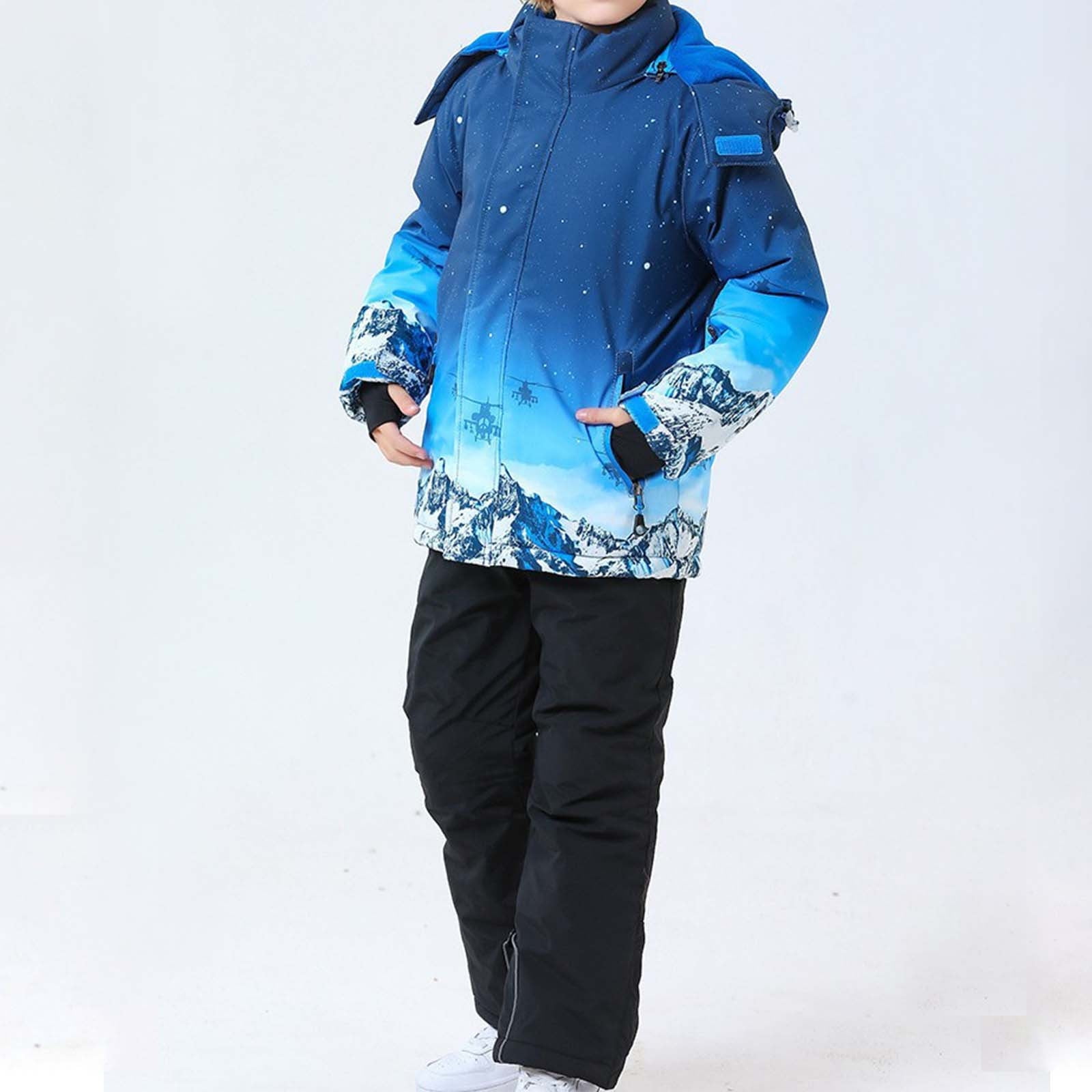 Wancir Big Boy's 2-Piece Colorblock Snow Pants and Jacket Snowsuit Ski ...