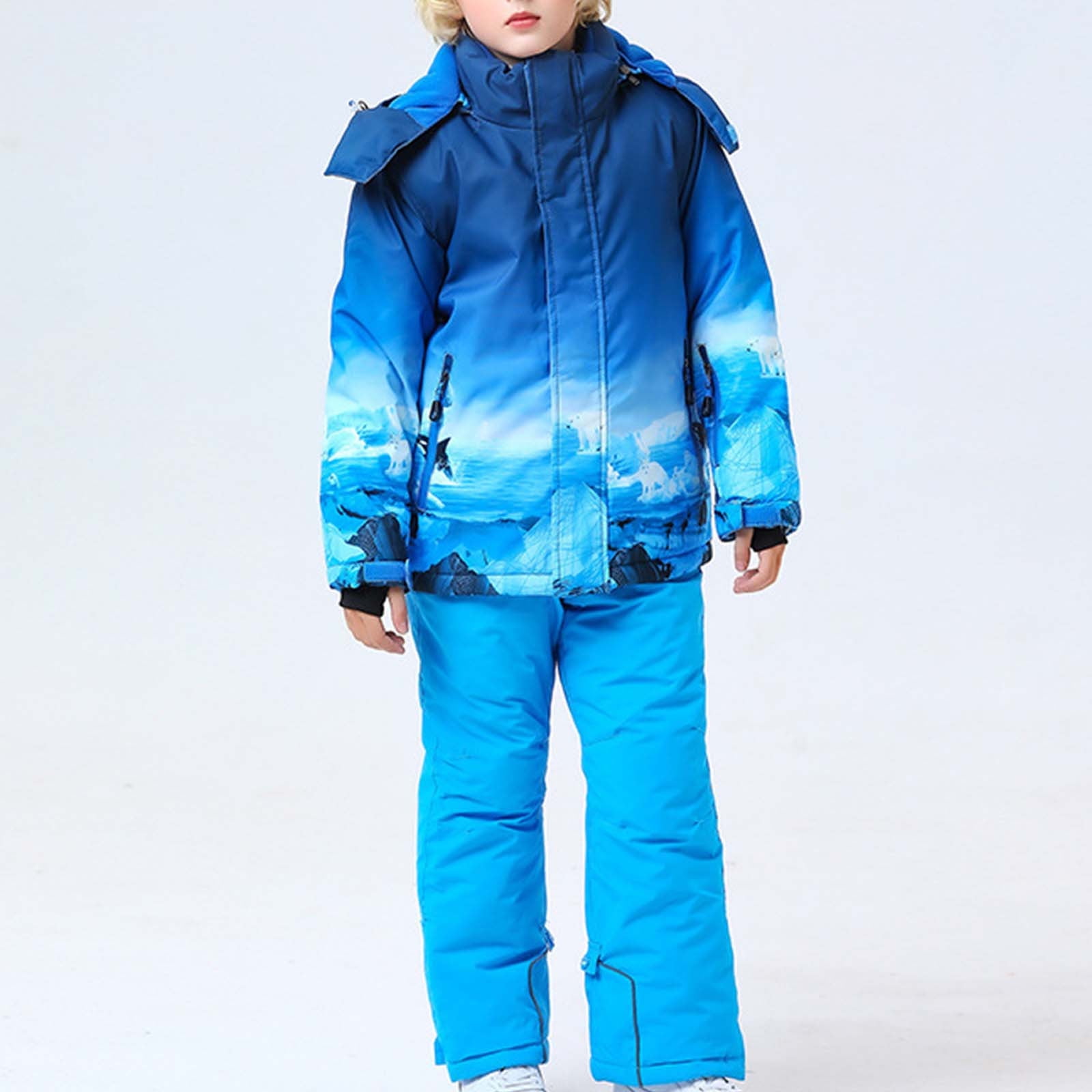Wancir Big Boy's 2-Piece Colorblock Snow Pants and Jacket Snowsuit Ski ...