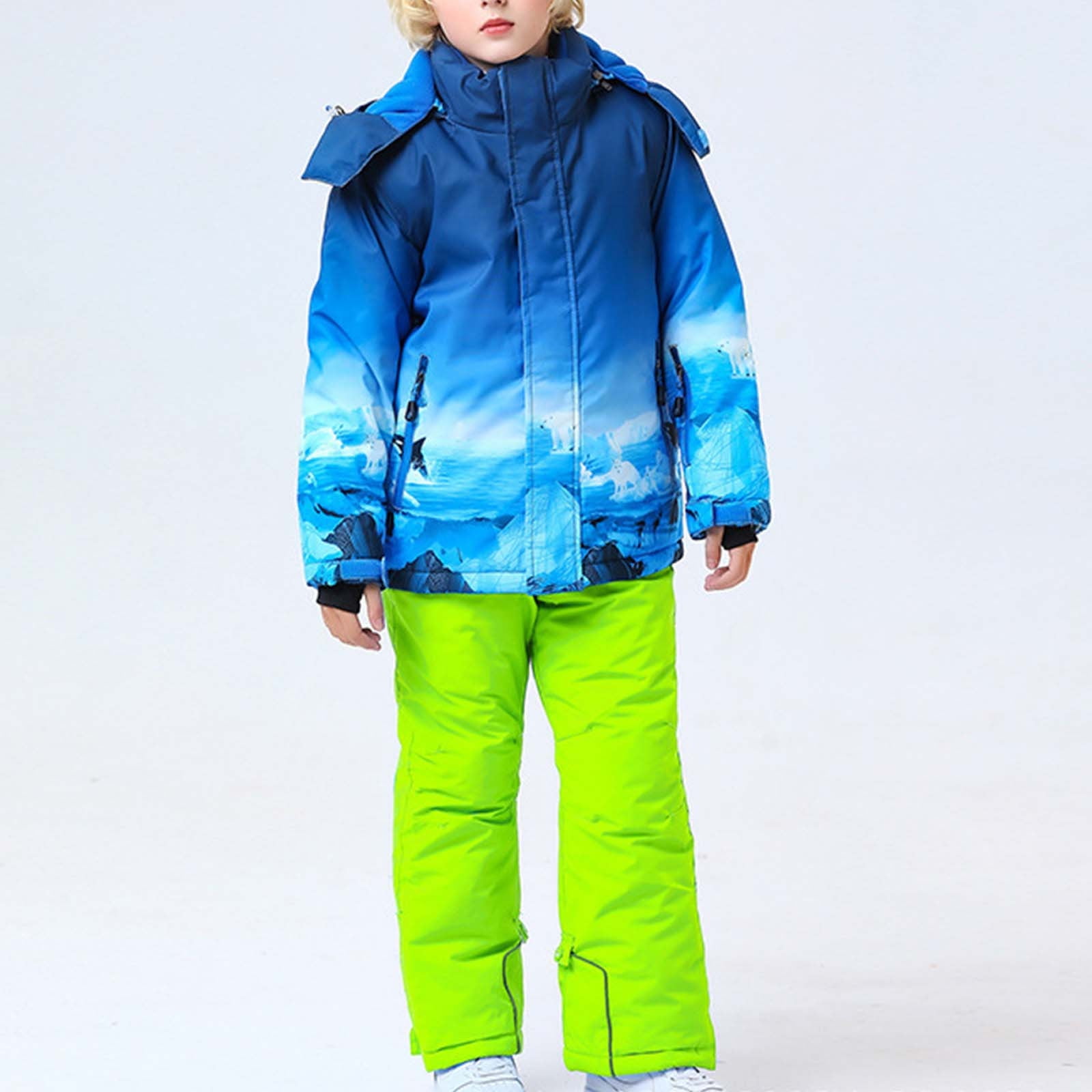 Wancir Big Boy's 2-Piece Colorblock Snow Pants and Jacket Snowsuit Ski ...