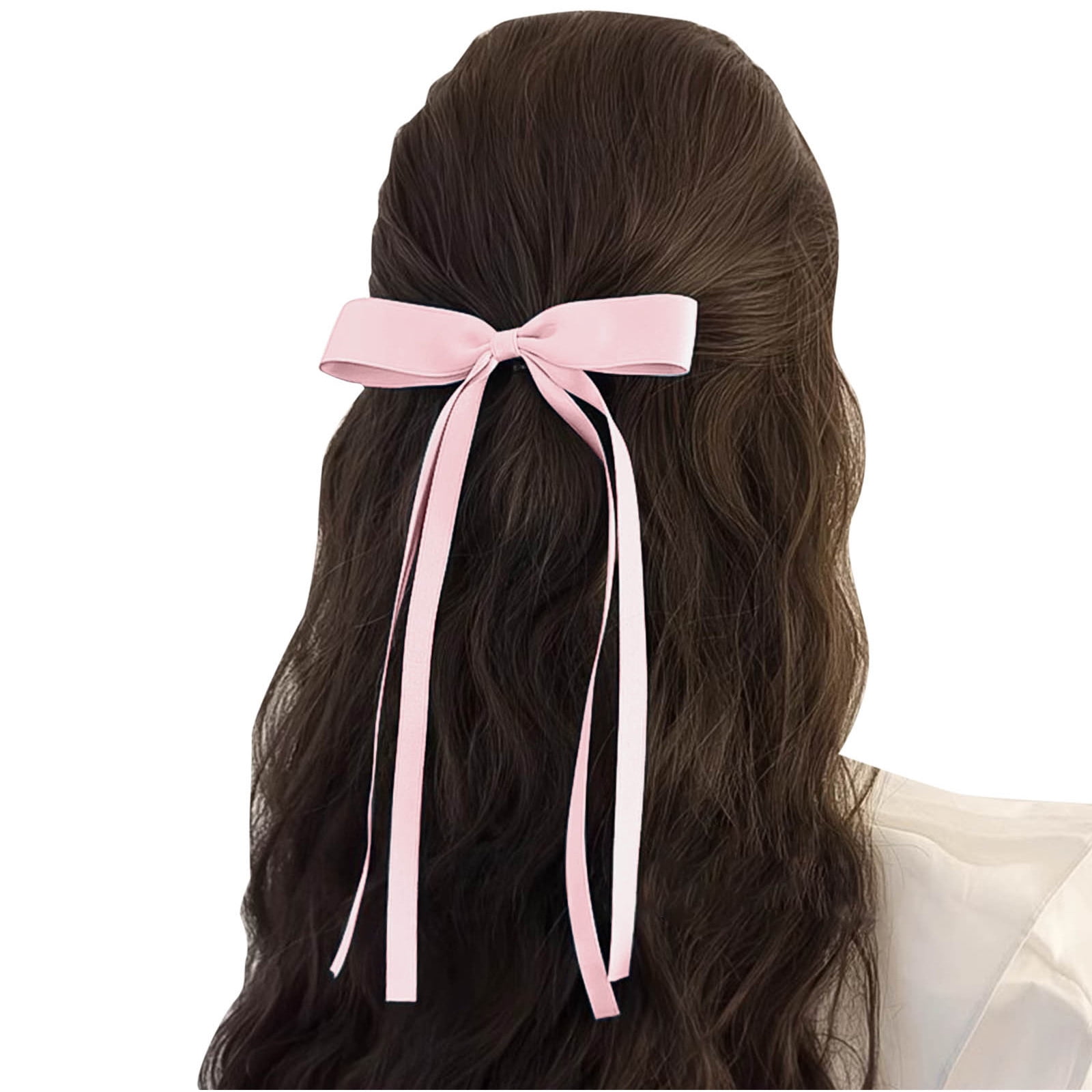 Wancir Bow Hair Clips for Women Red Beige Bow Hair Barrettes Silky ...