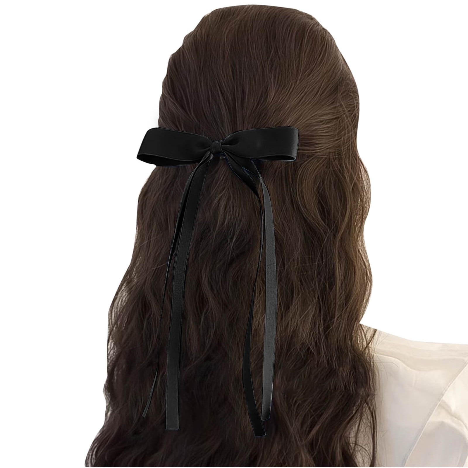 Wancir Bow Hair Clips for Women Red Beige Bow Hair Barrettes Silky ...