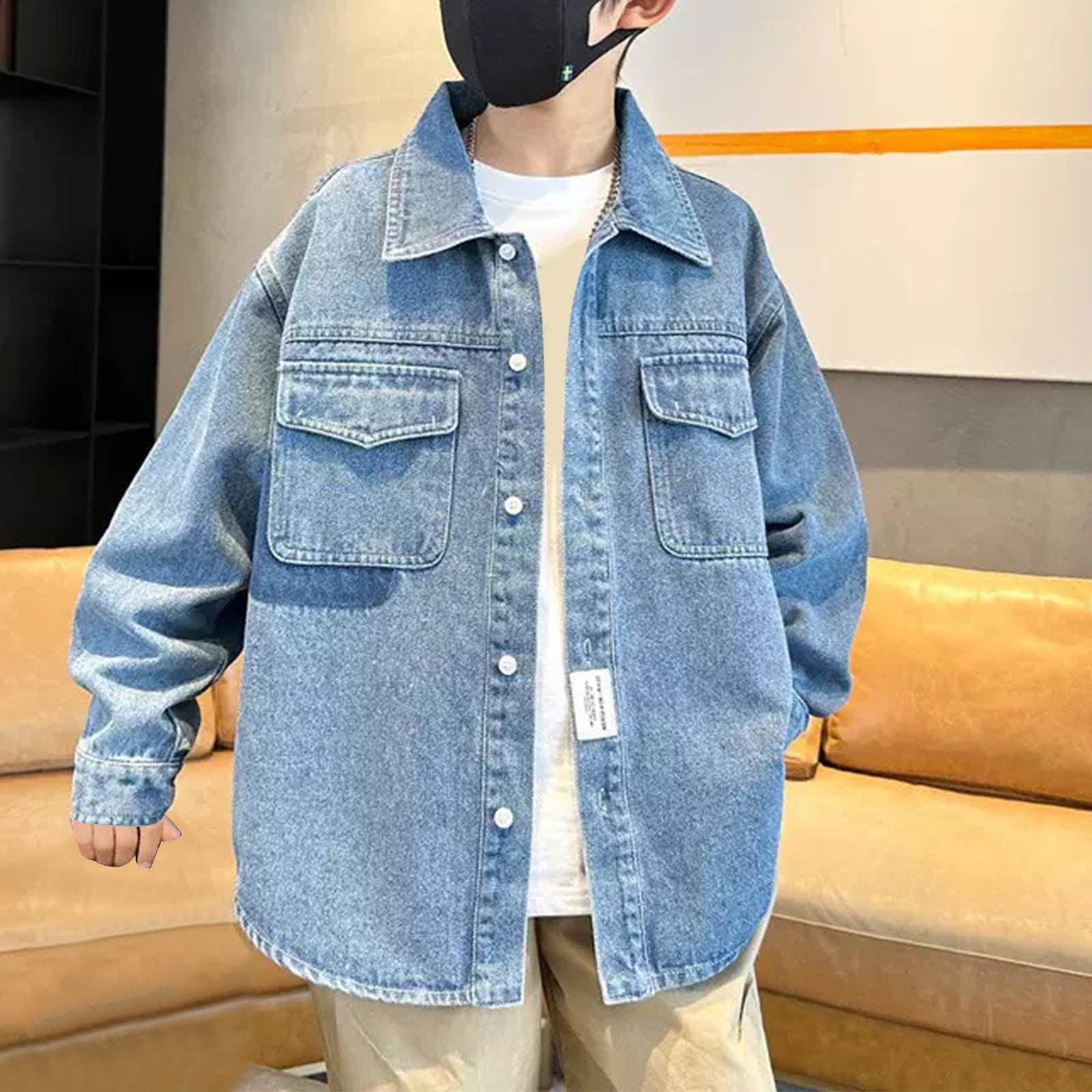 Wancir Boys Classic Lapel Jean Jacket Casual Slim Fit Trucker Cowboy ...