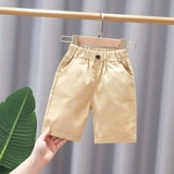 Wancir Boys' School Uniform Flat Front Khaki Shorts, Moisture Wicking ...