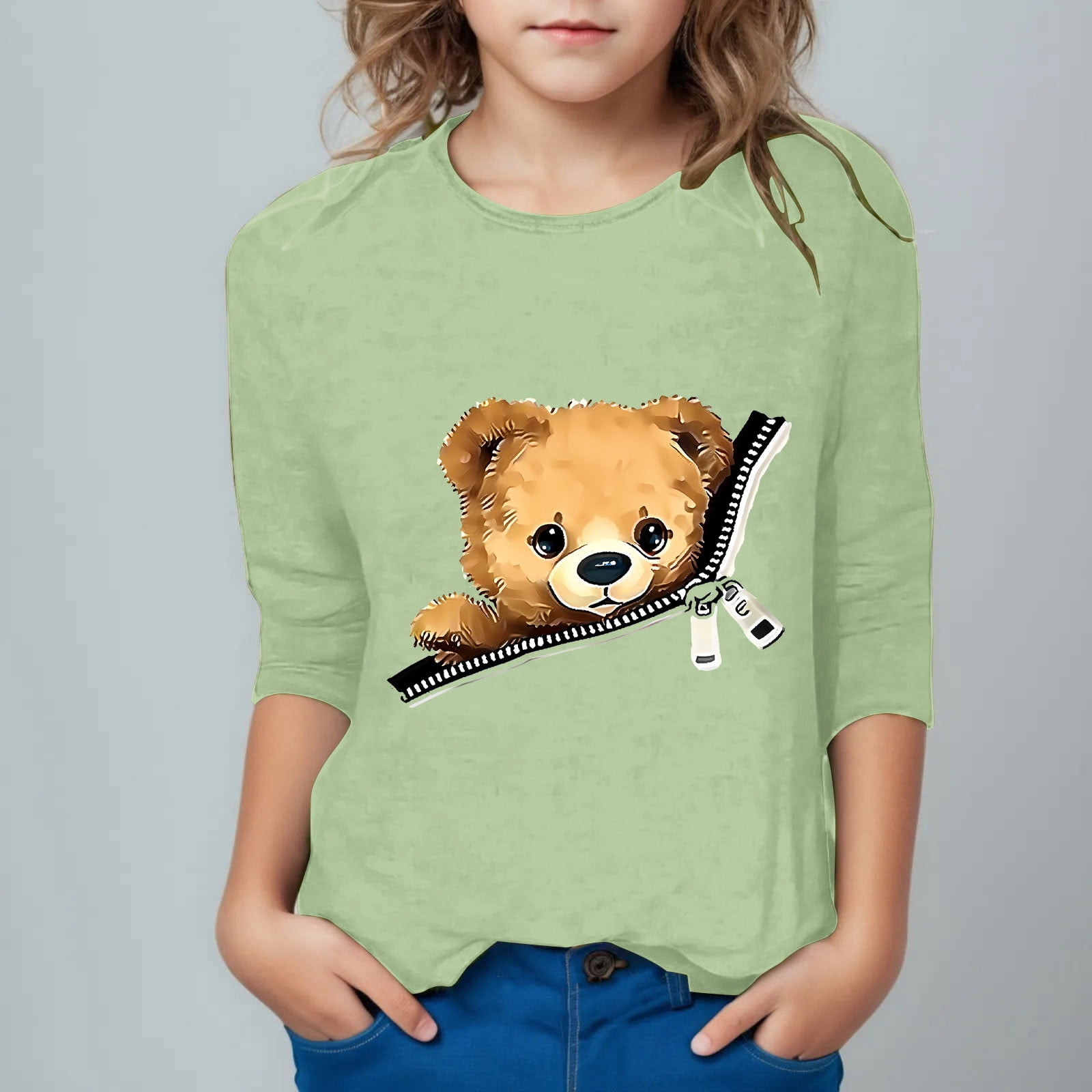 Wancir Funny Graphic Tees Girls 3/4 Sleeve Crew Neck Tshirt Clover St ...