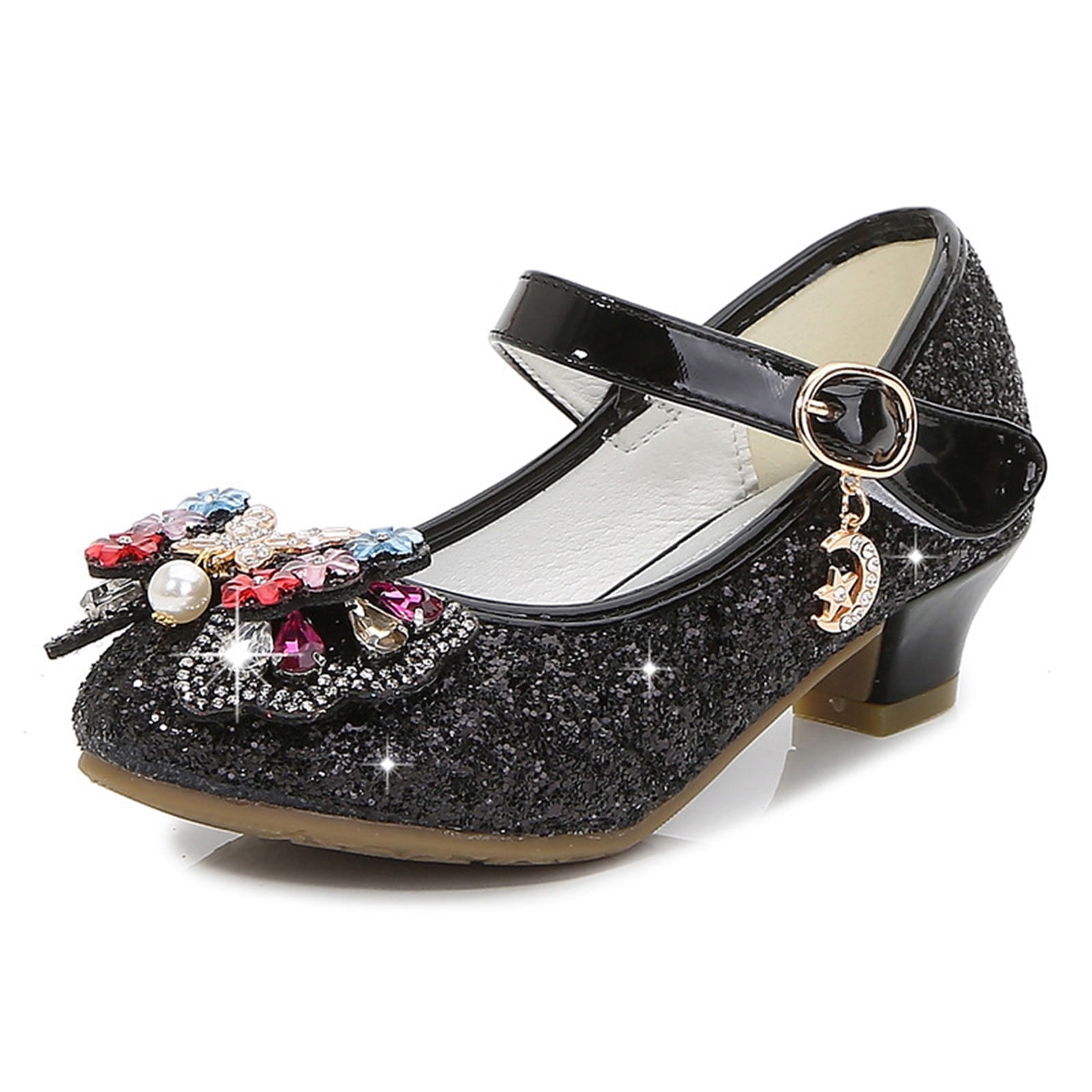 Wancir Girls Cosplay Dress Wedding Party Shoes Glitter Sequins Low Heel ...