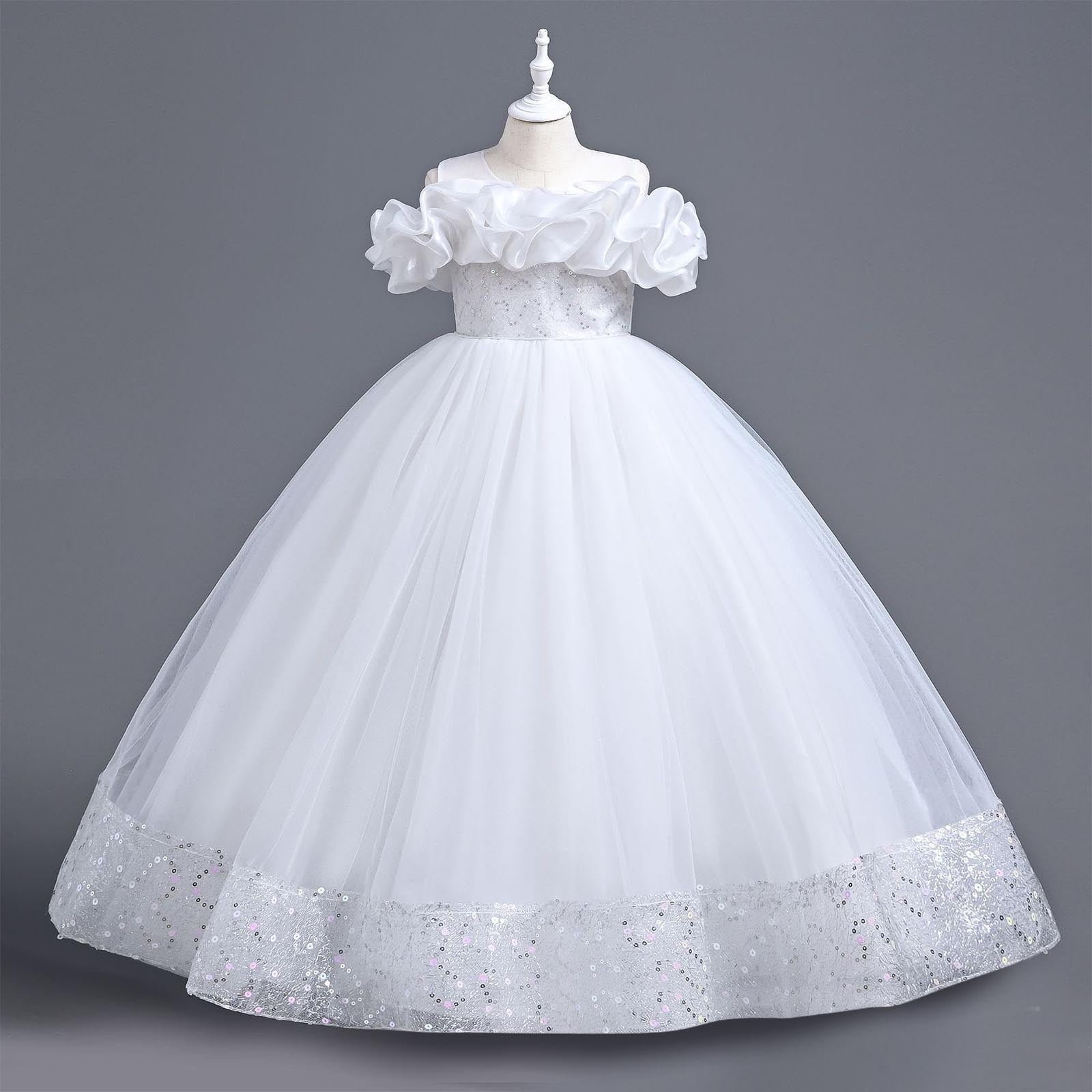 Wancir Girls Princess Tulle Lace Flower Pageant Dress Puffy Floor ...