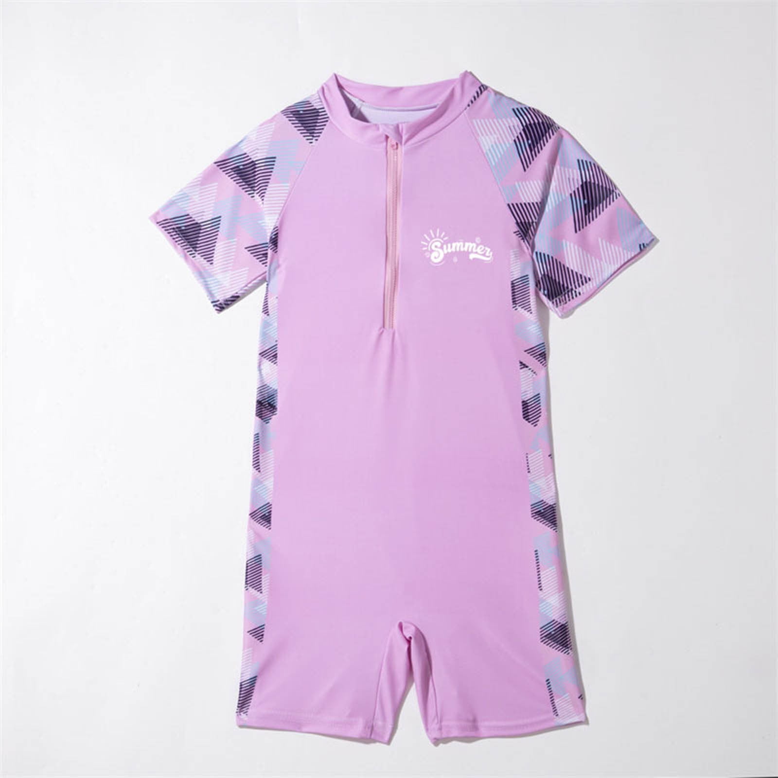 Wancir Little Girls Swimsuit One-Piece Short Sleeve SPF 50+ Rash Guard ...