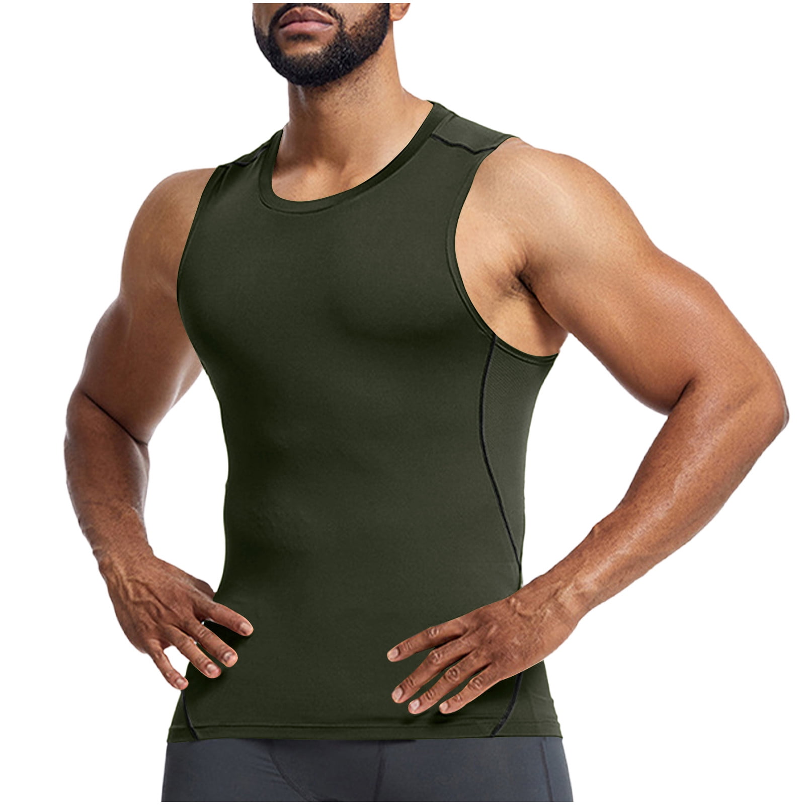 Wancir Men's Compression Shirts Sleeveless Tank Top Dry Fit Athletic ...