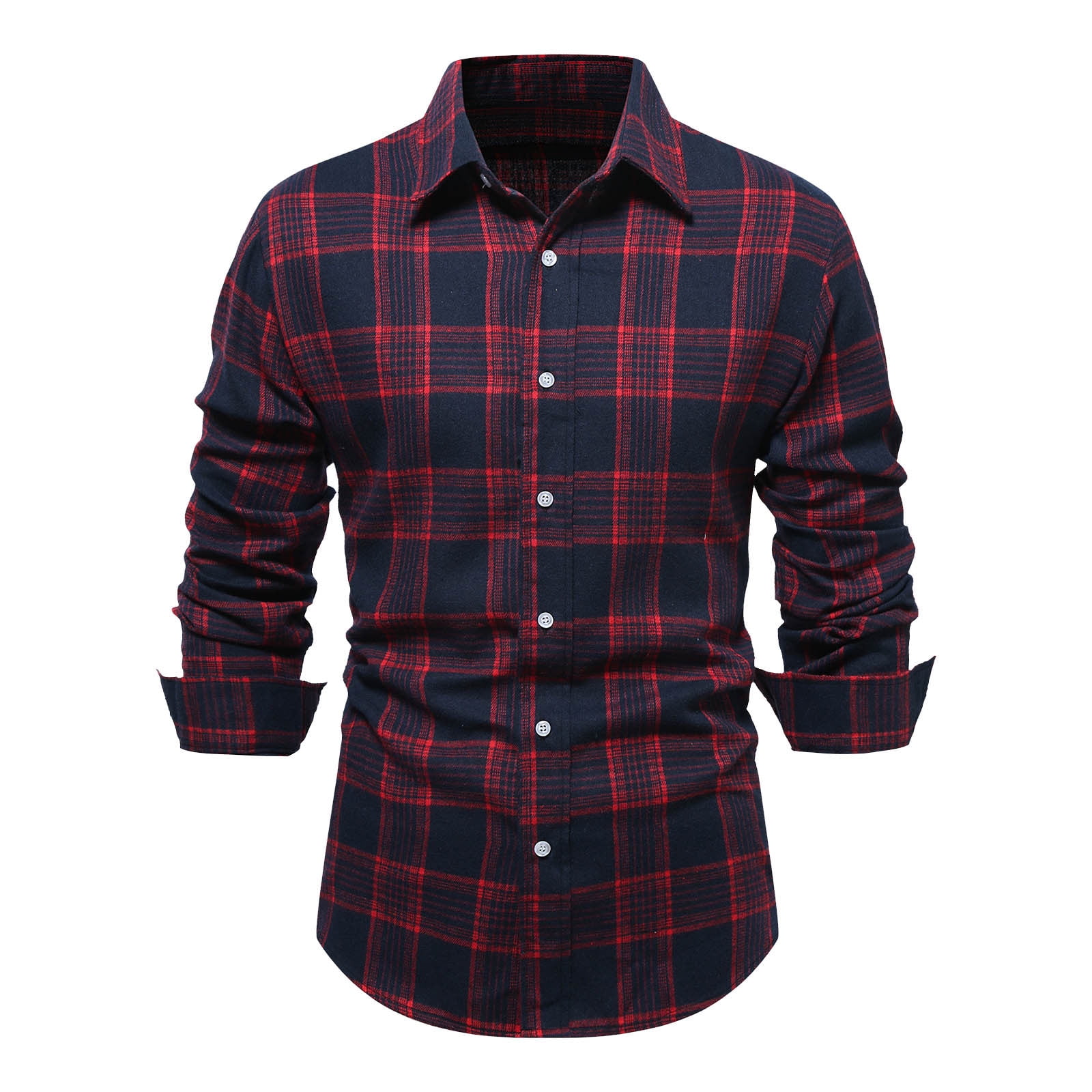 Wancir Men's Flannel Shirts Long Sleeve Plaid Checkered Brushed Casual ...