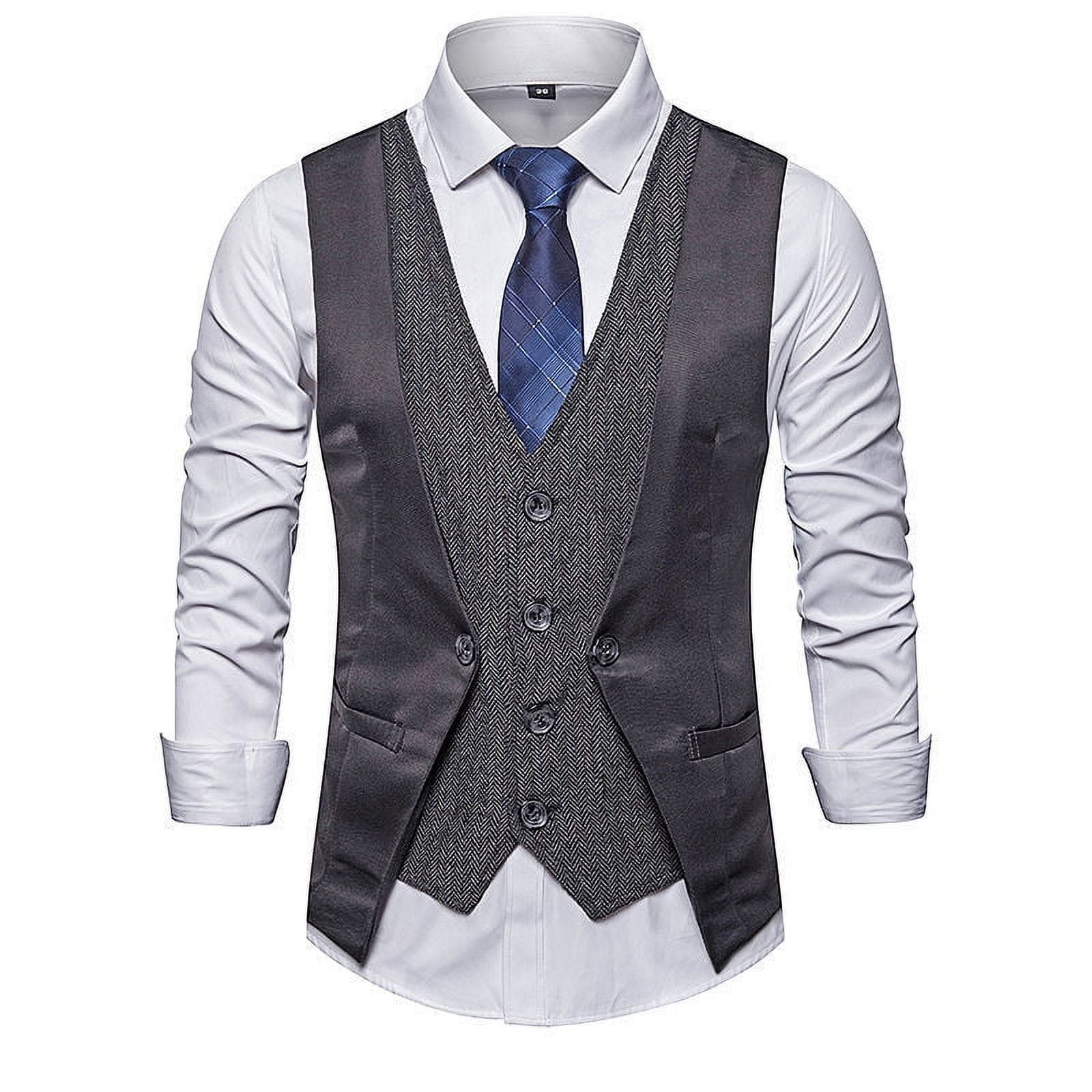 Wancir Men's Layered Suit Vest Business Dress Vests Formal Wedding ...