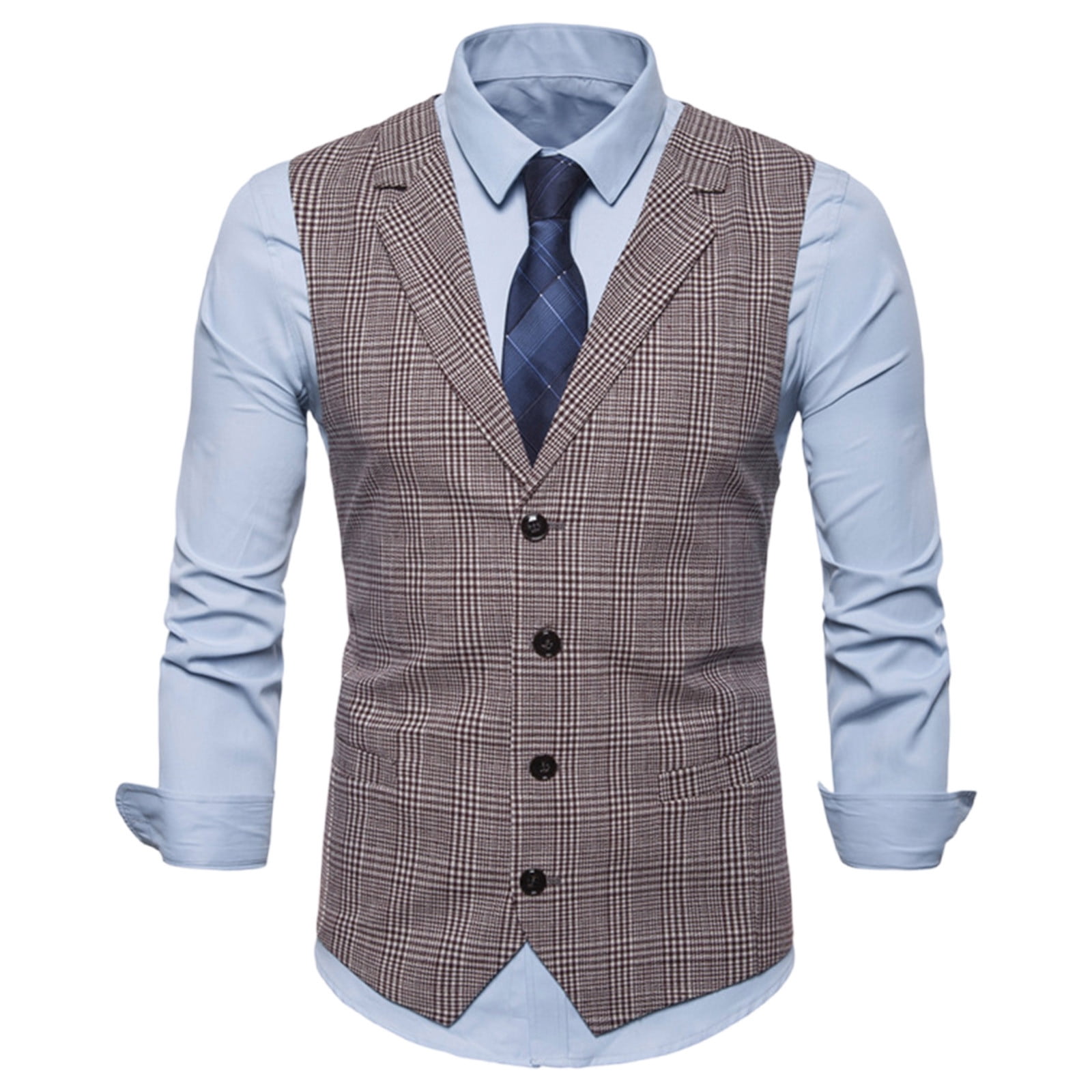 Wancir Men's Layered Suit Vest Business Dress Vests Formal Wedding ...