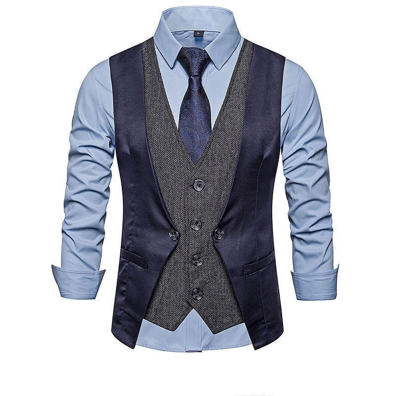 Wancir Men's Layered Suit Vest Business Dress Vests Formal Wedding ...